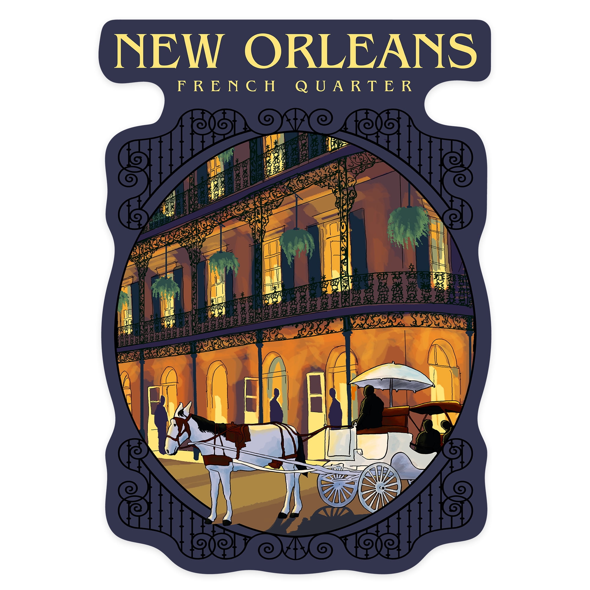 Die Cut Sticker New Orleans, Louisiana, French Quarter, Contour Vinyl ...