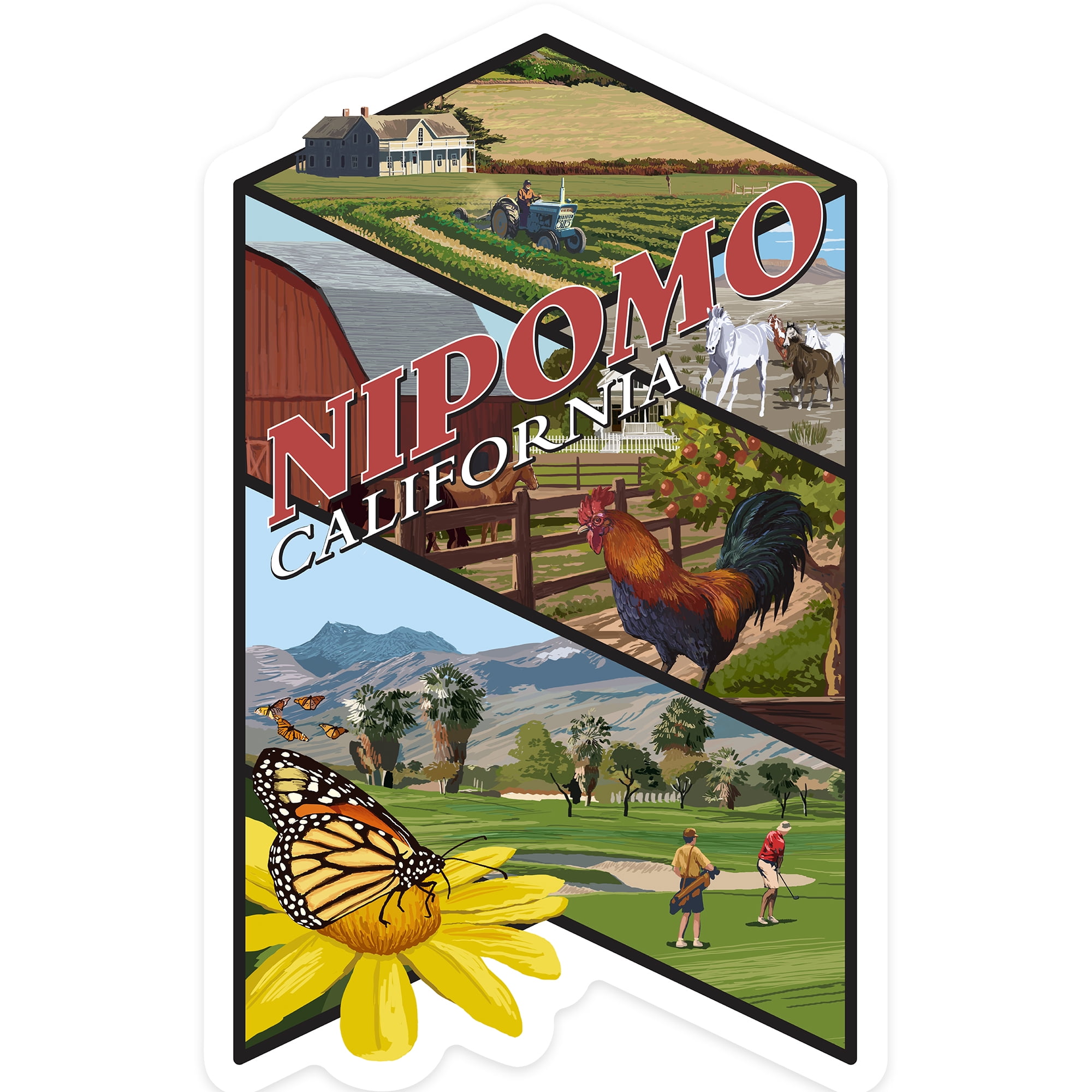 Die Cut Sticker Nipomo, California, Montage, Contour Vinyl Sticker 1 to ...