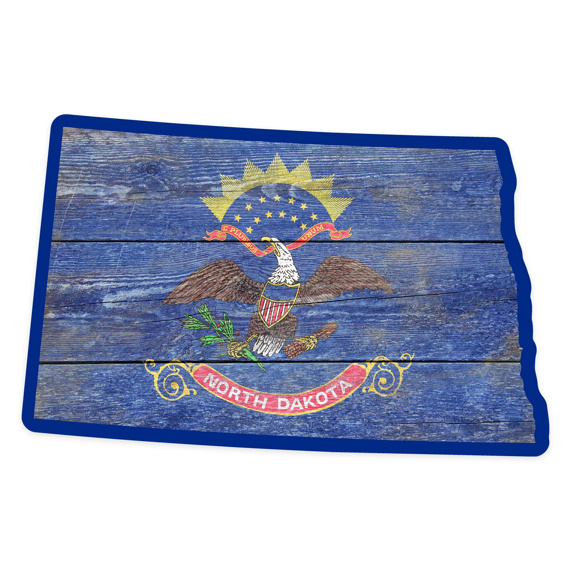 Die Cut Sticker North Dakota, Rustic State Flag, Contour Vinyl Sticker ...