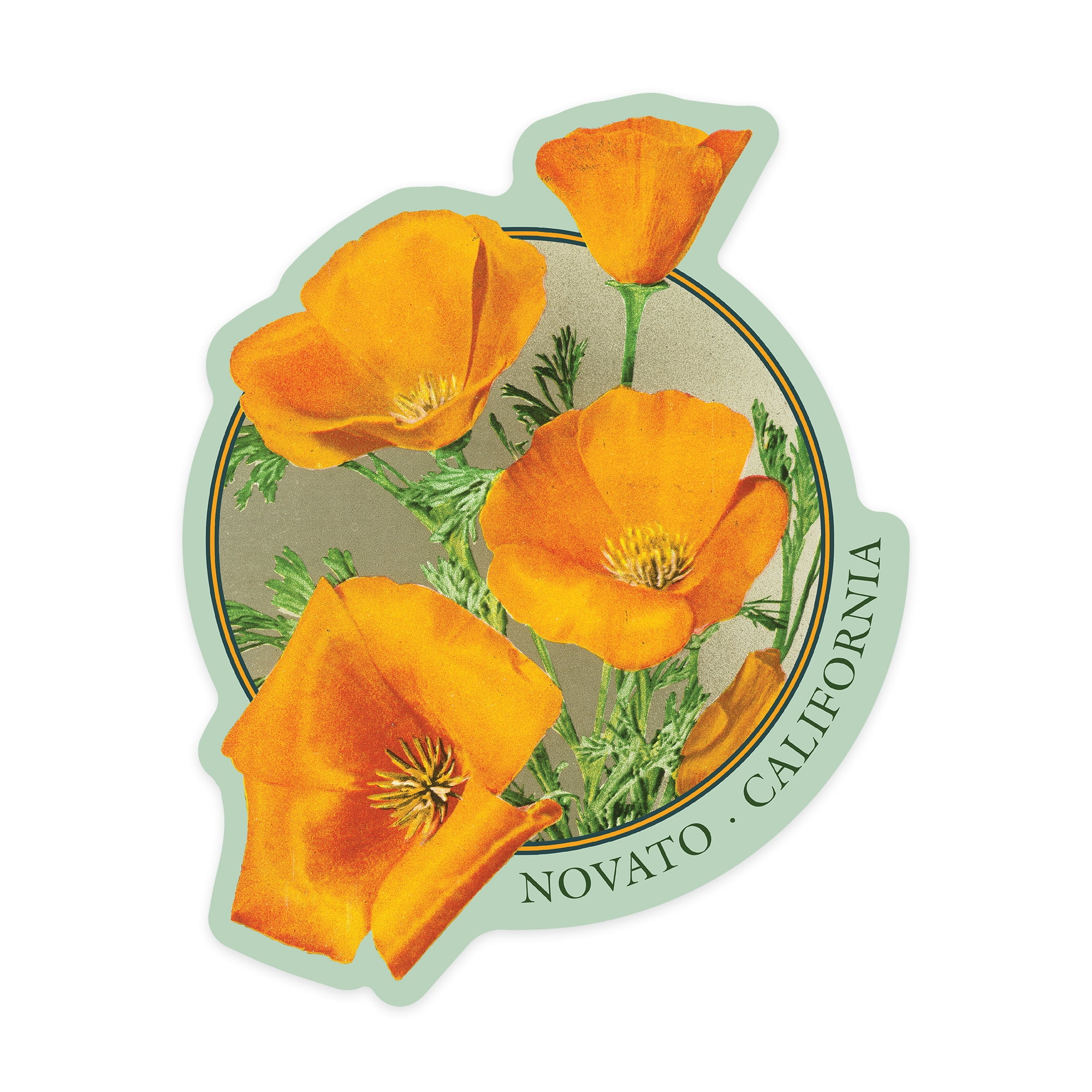 Die Cut Sticker Novato, California, Poppies, Contour Vinyl Sticker 3 to ...