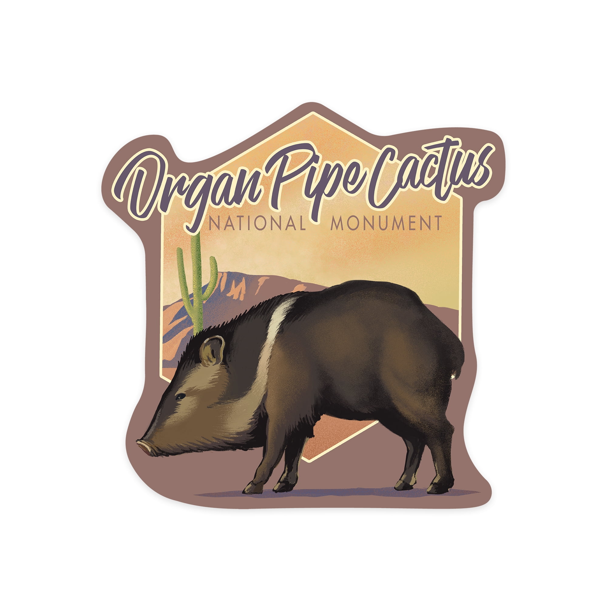 Die Cut Sticker Organ Pipe Cactus National Monument, Arizona, Javelina ...