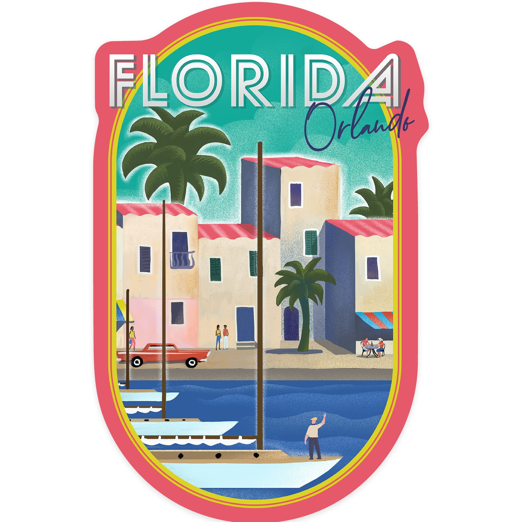 Die Cut Sticker Orlando, Florida, Lithograph, Contour Vinyl Sticker 3 ...