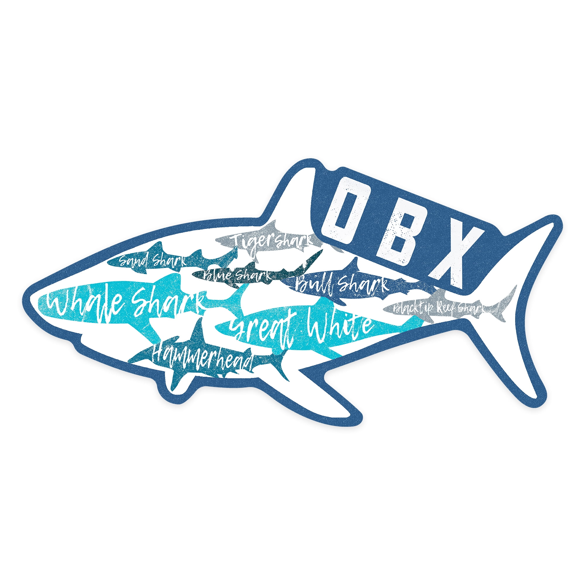 Die Cut Sticker Outer Banks, North Carolina, Shark Name Pattern ...
