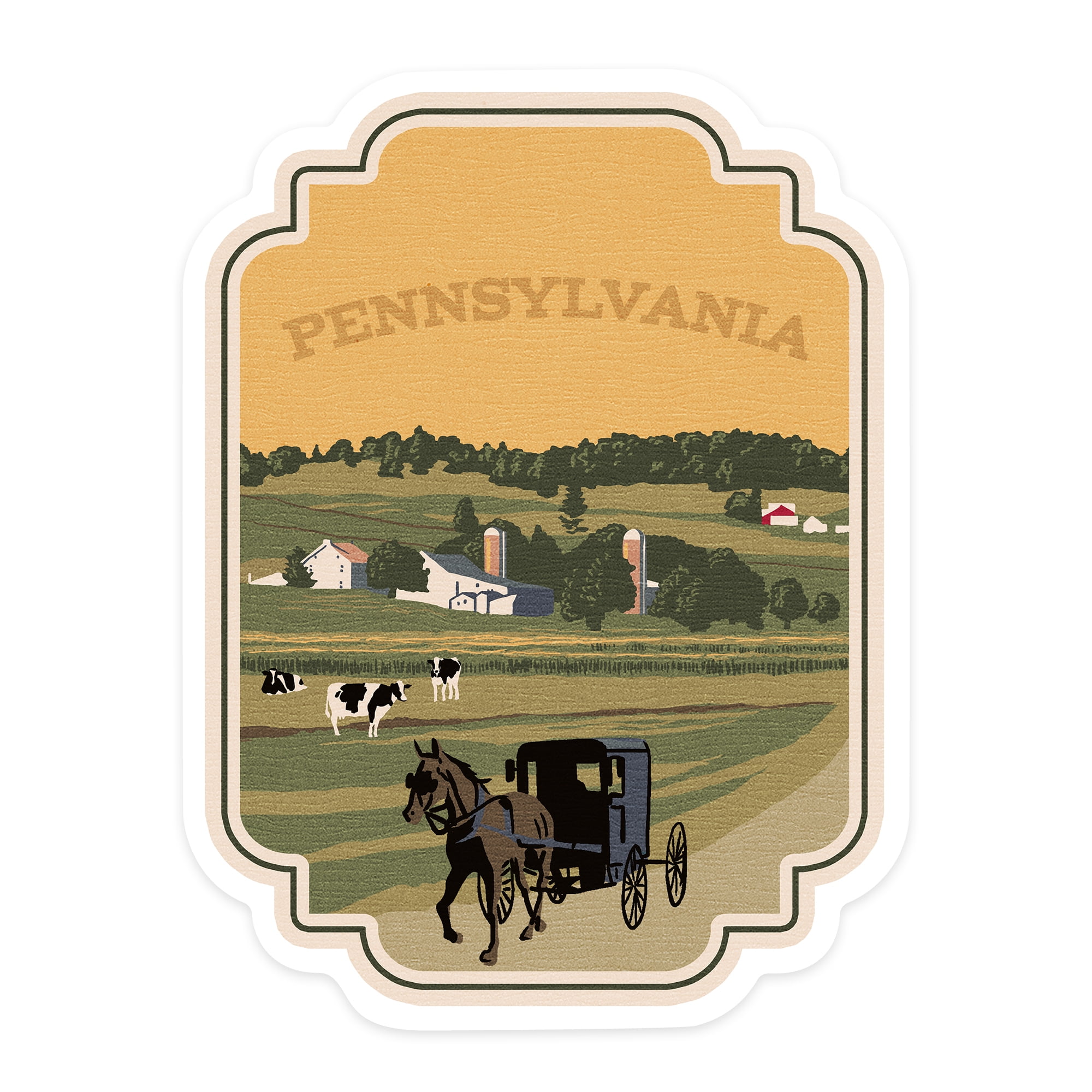 Die Cut Sticker Pennsylvania, Amish Countryside, WPA, Contour Vinyl ...