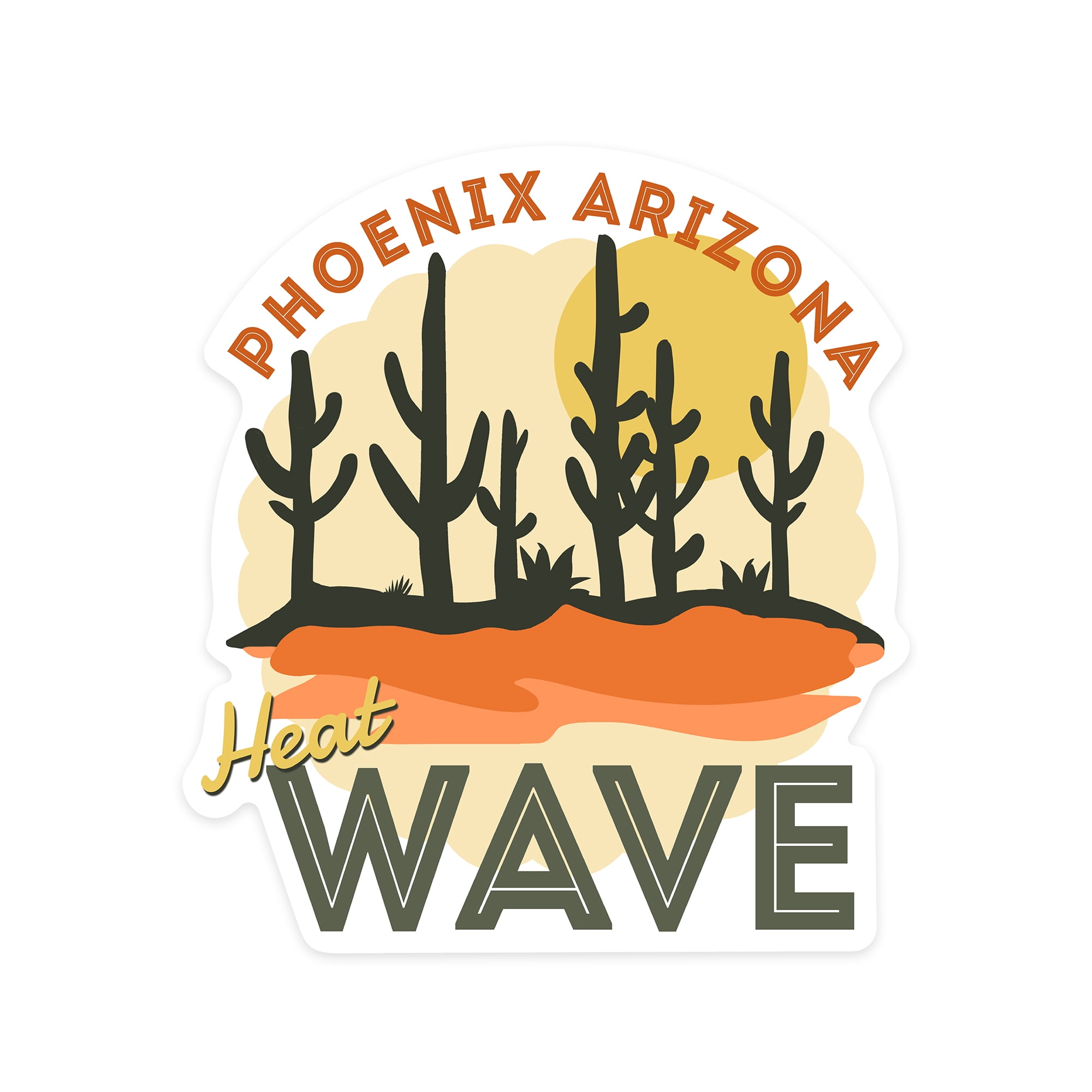 Die Cut Sticker Phoenix, Arizona, Heat Wave, Vector Desert Scene ...