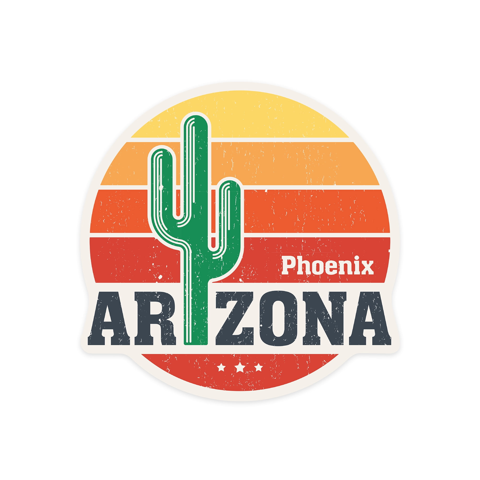 Die Cut Sticker Phoenix, Arizona, Sun and Cactus, Contour Vinyl Sticker ...