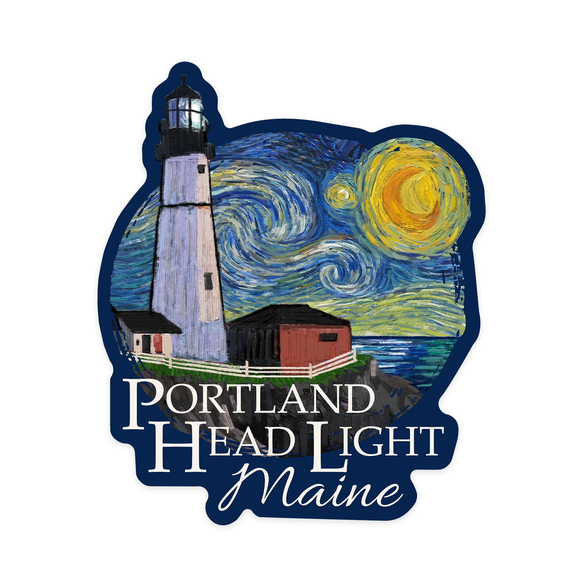 Die Cut Sticker Portland Head Lighthouse, Maine, Starry Night, Contour ...