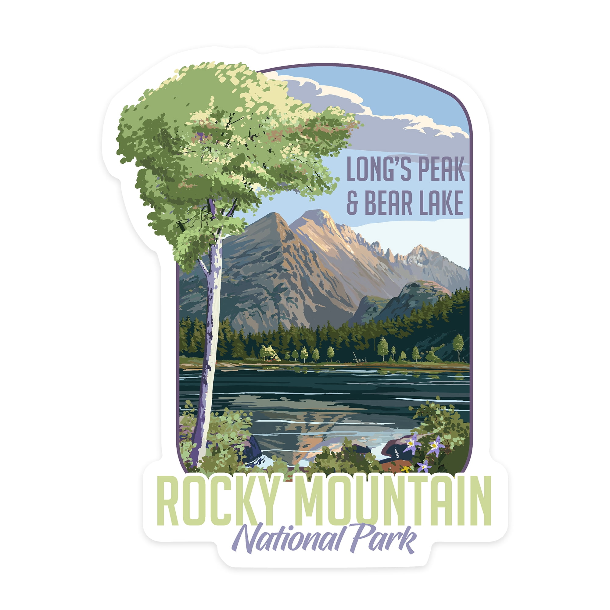 Die Cut Sticker Rocky Mountain National Park, Colorado, Long's Peak and ...