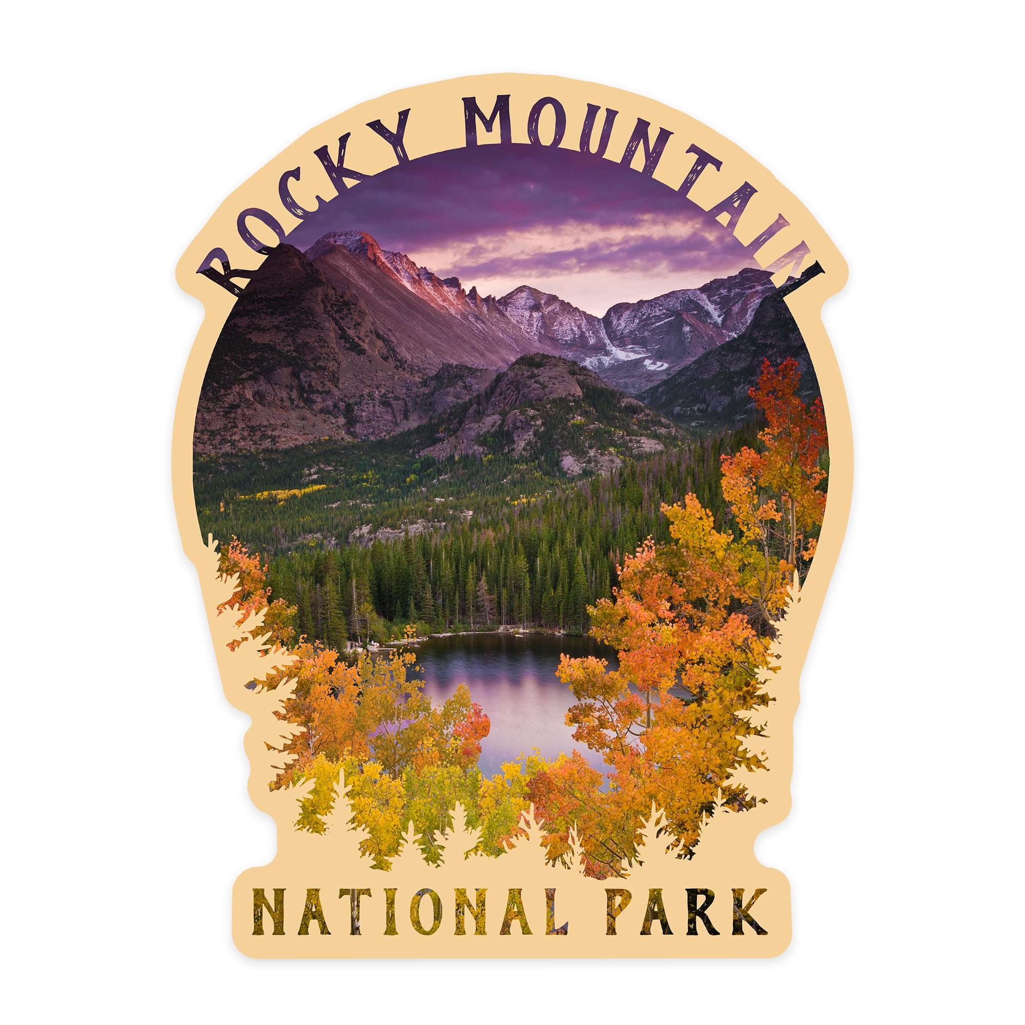 Die Cut Sticker Rocky Mountain National Park, Colorado, Purple Sunset ...