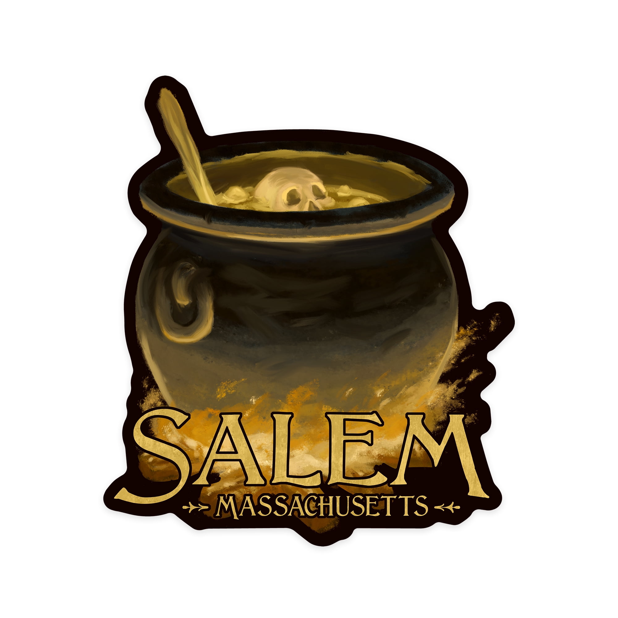Die Cut Sticker Salem, Massachusetts, Cauldron, Halloween Oil Painting ...