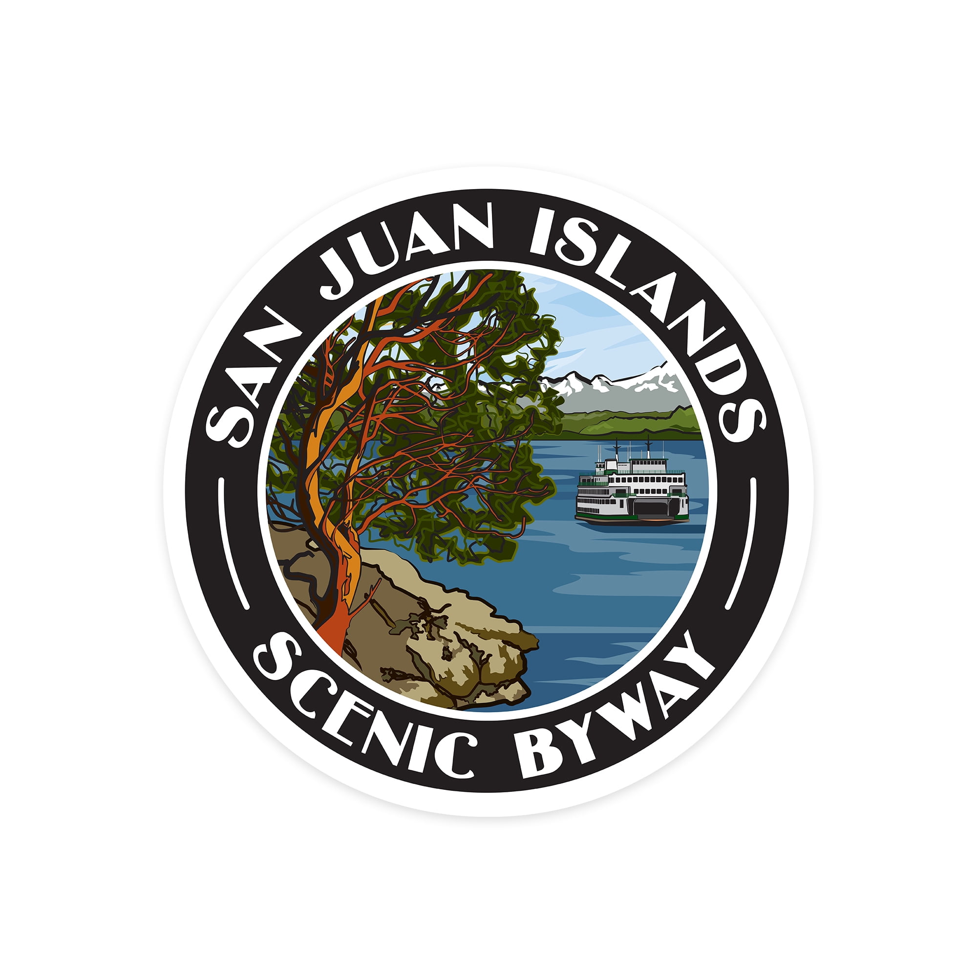 Die Cut Sticker San Juan Islands, Scenic Byway Logo, Contour Vinyl ...