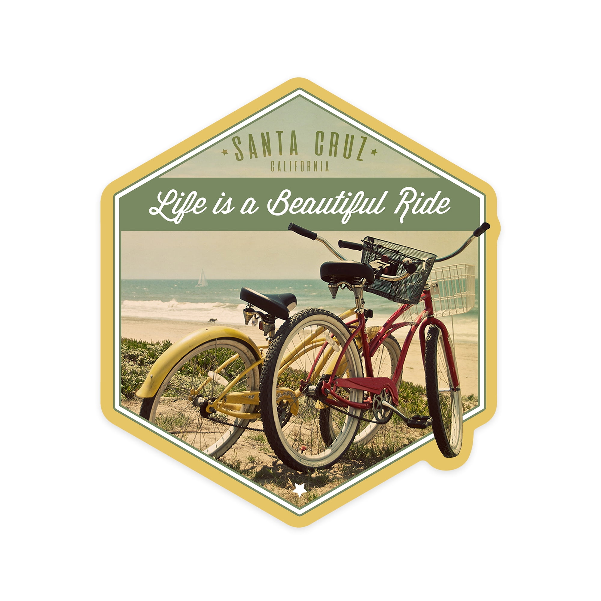 Die Cut Sticker Santa Cruz, California, Life is a Beautiful Ride, Beach ...