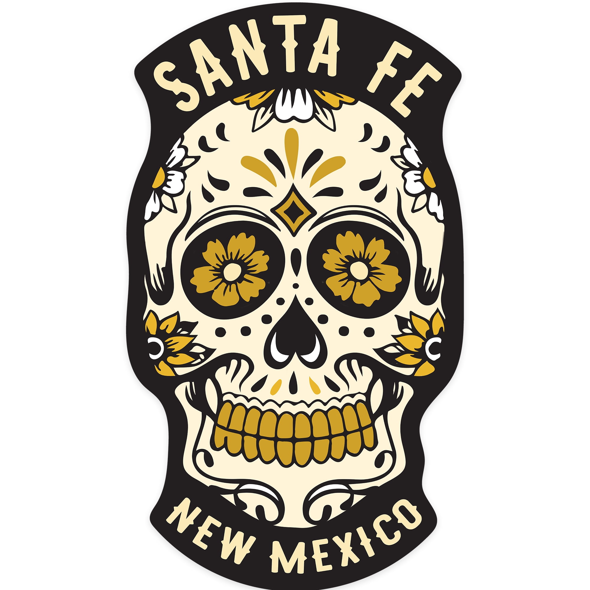 Die Cut Sticker Santa Fe, New Mexico, Sugar Skull and Flower Pattern ...