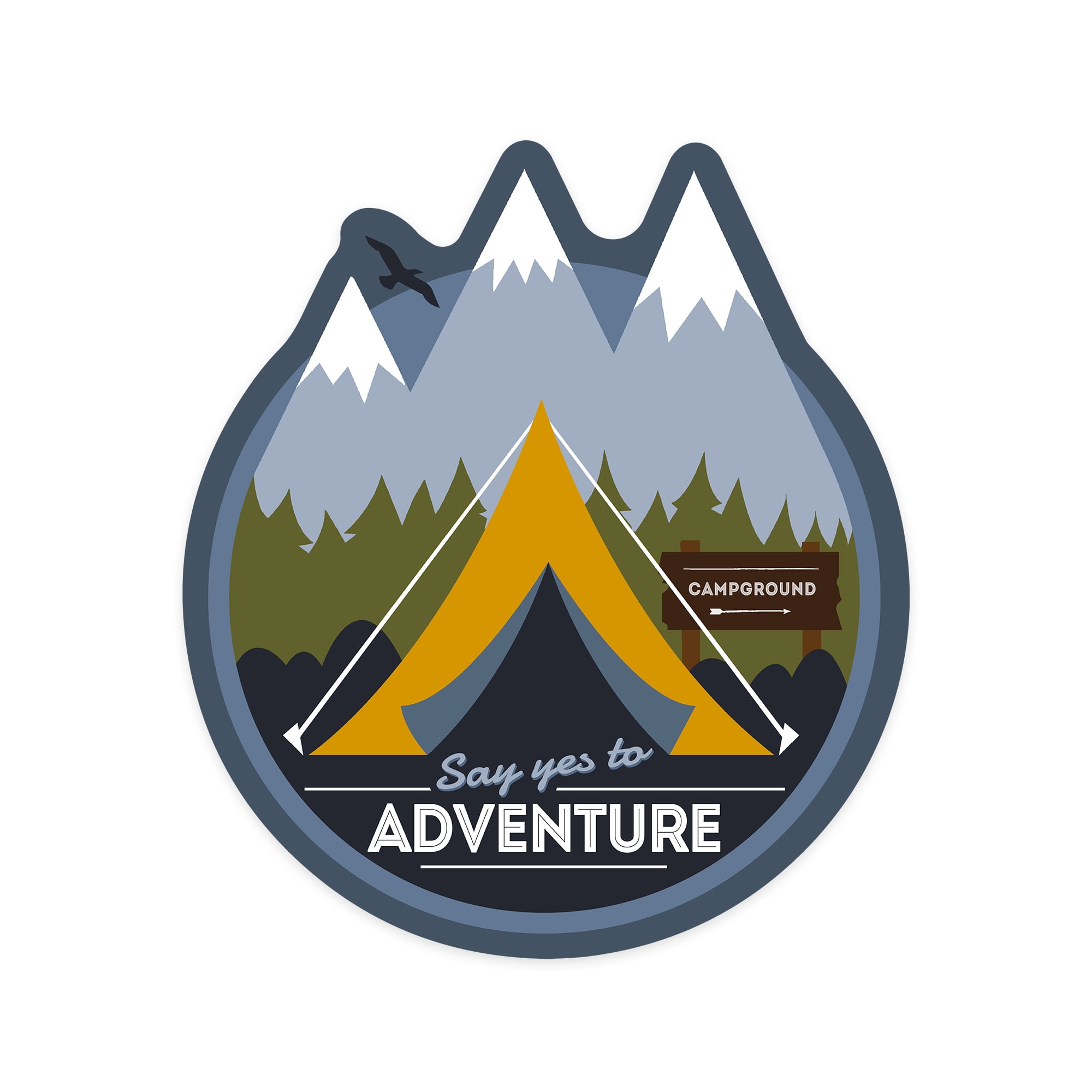 Die Cut Sticker Say Yes to Adventure, Tent, Contour Vinyl Sticker 3 to ...