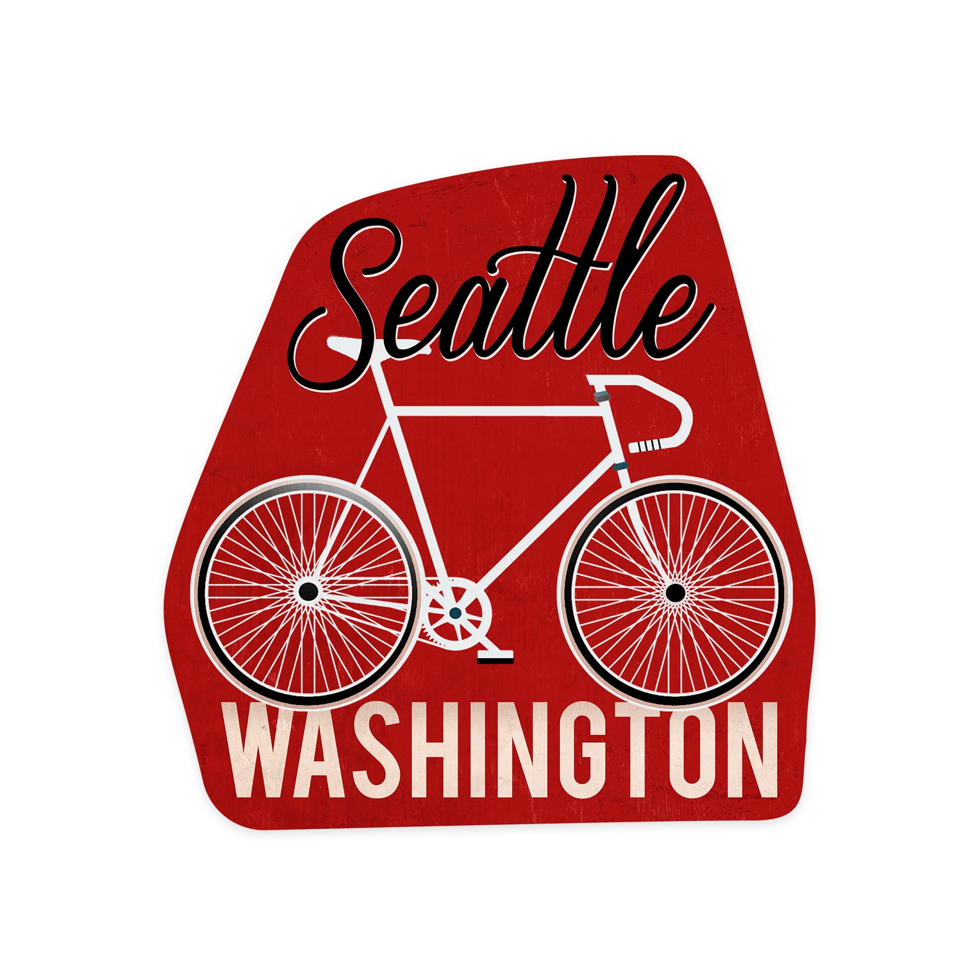 Die Cut Sticker Seattle, Washington, Bike, Script Screenprint Style ...