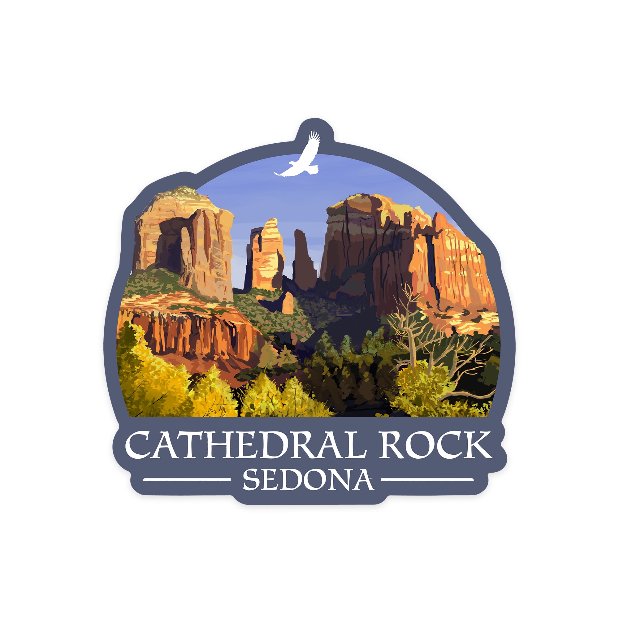 Die Cut Sticker Sedona, Arizona, Cathedral Rock (Blue Water Version ...