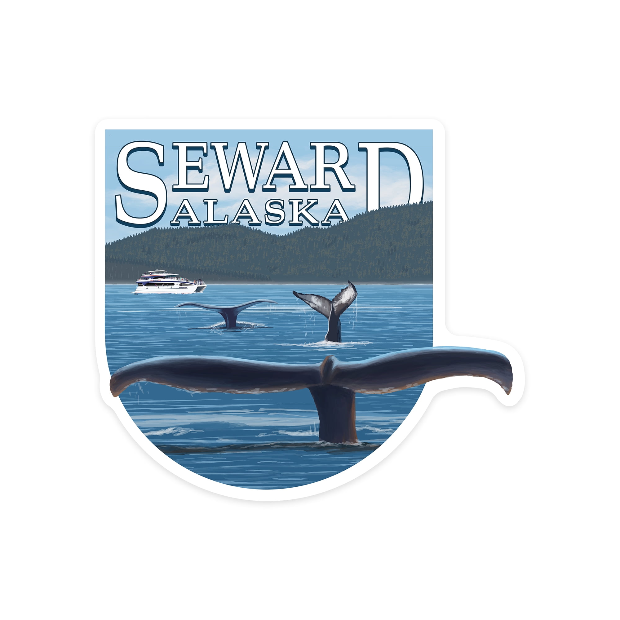 Die Cut Sticker Seward, Alaska, Humpback Whale Family, Contour Vinyl ...