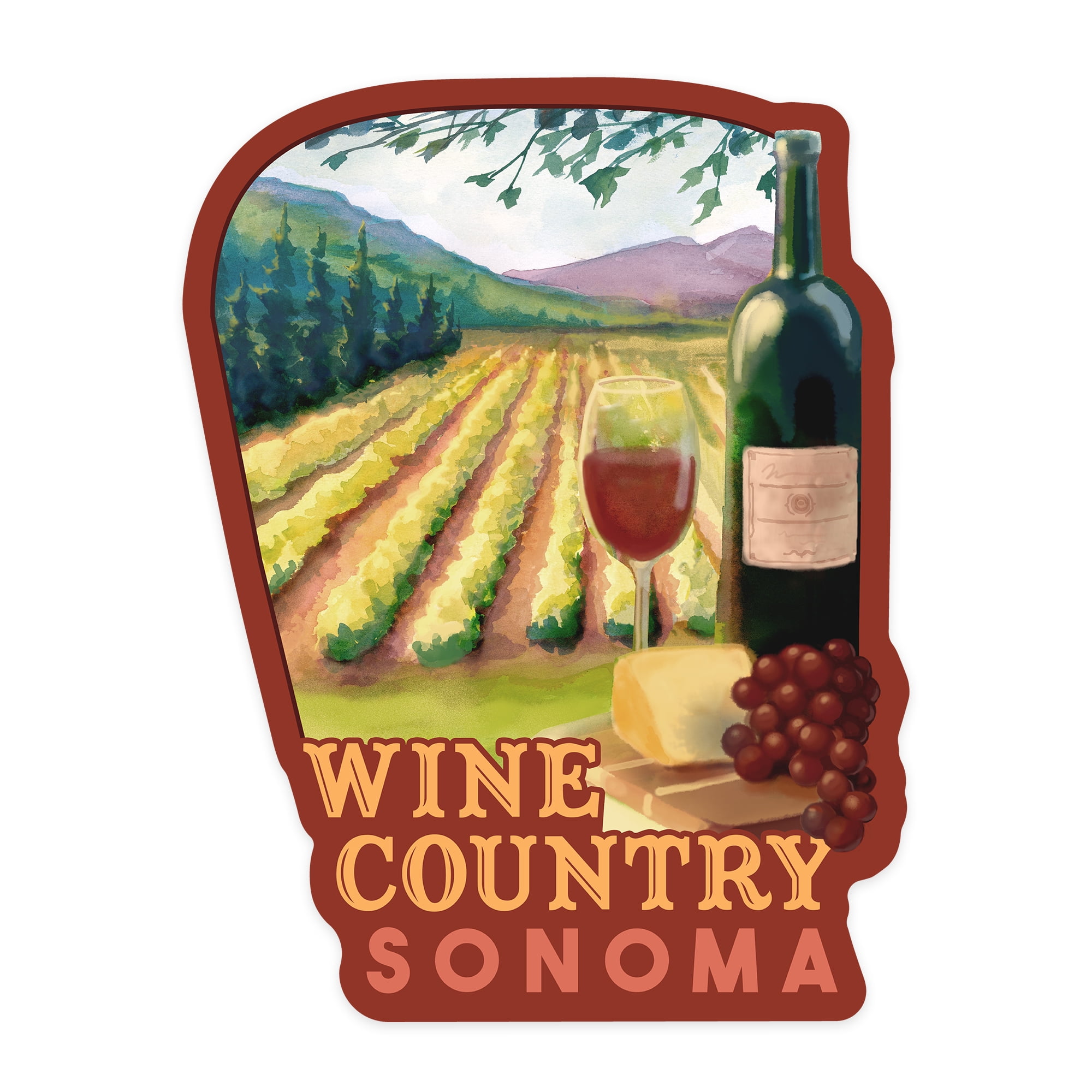 Die Cut Sticker Sonoma County Wine Country, Contour Vinyl Sticker 1 to ...