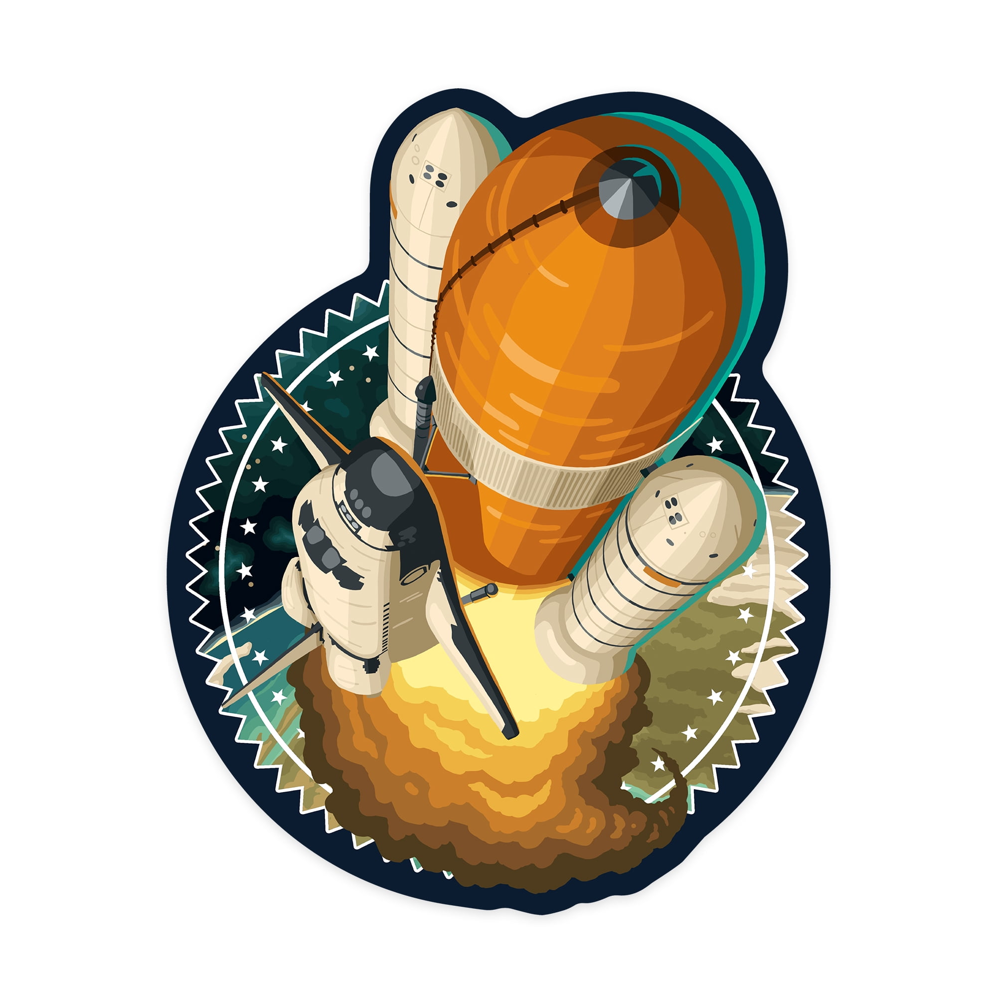 Die Cut Sticker Space Shuttle Entering Orbit, Contour Vinyl Sticker 3 ...