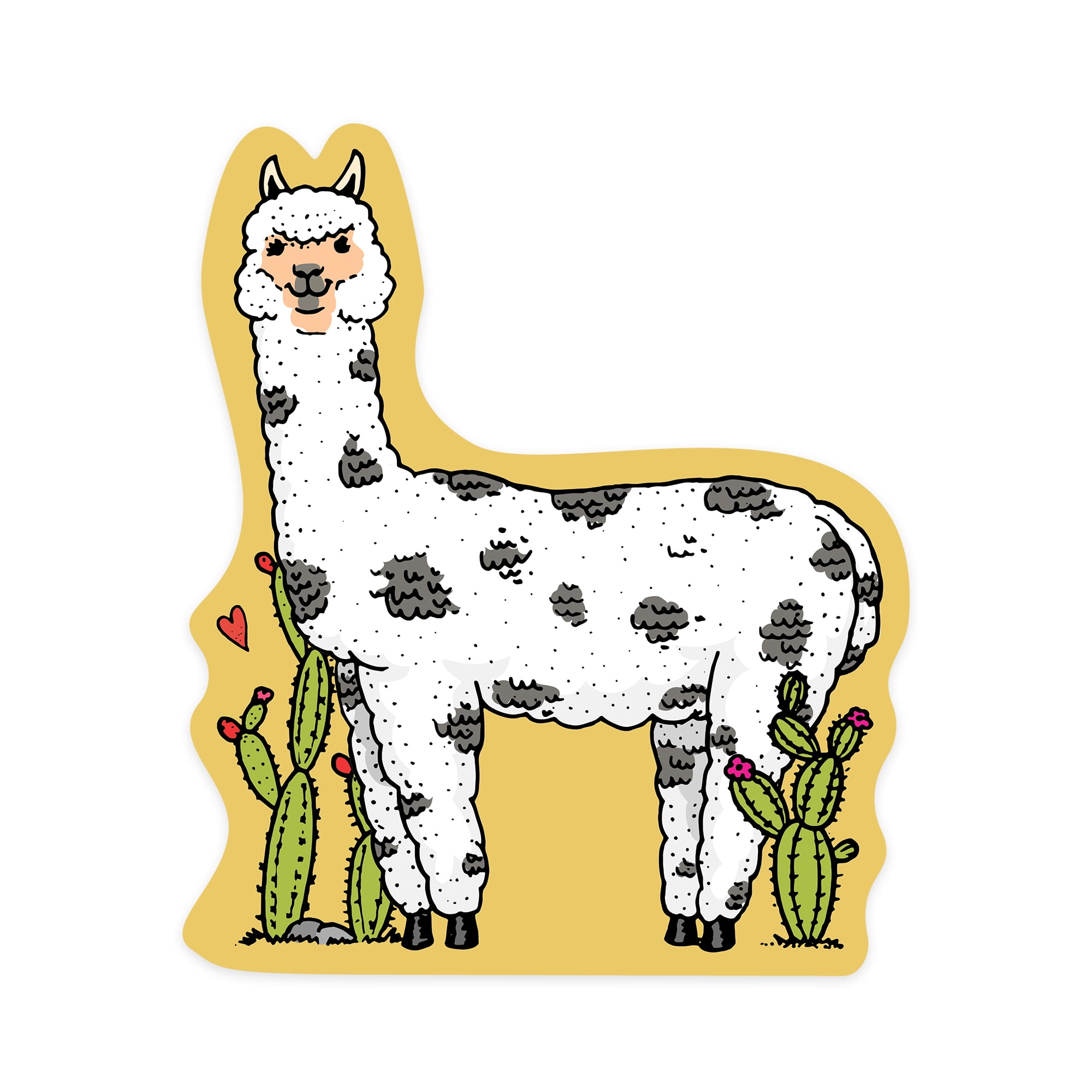 Die Cut Sticker Spotted Alpaca and Heart, Vector Doodle, Contour ...