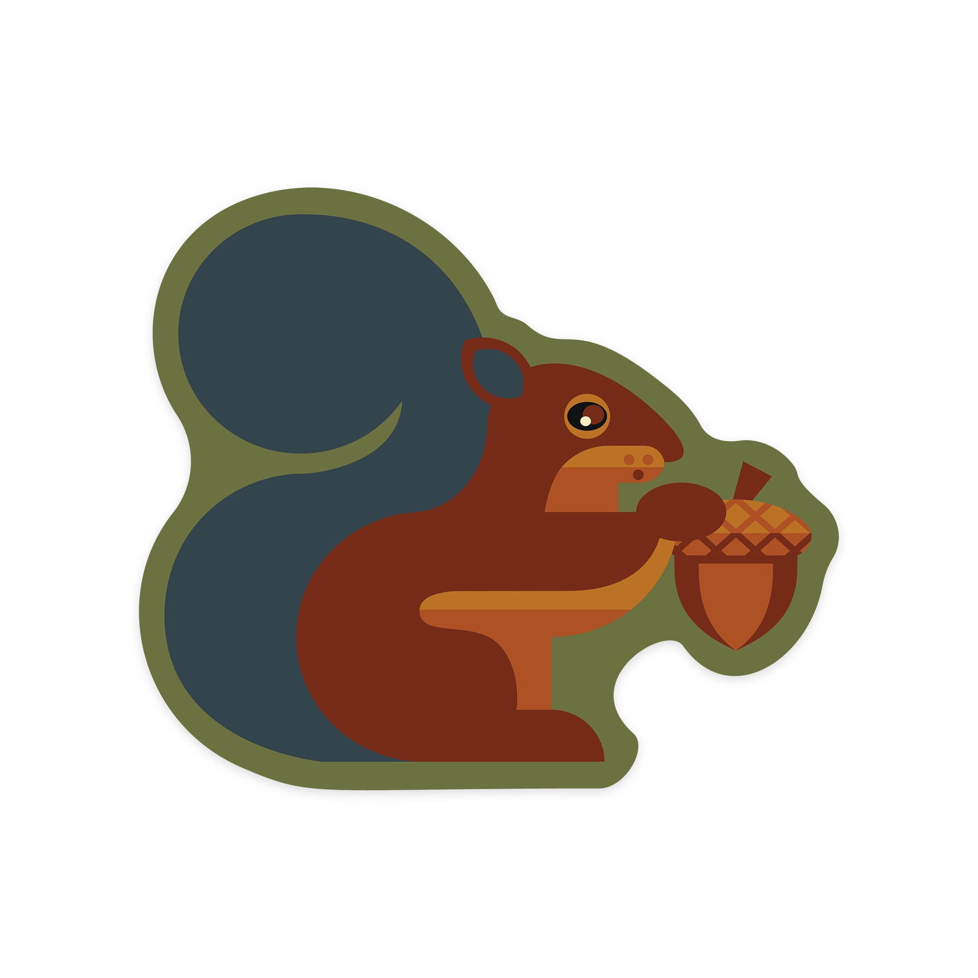 Die Cut Sticker Squirrel with Acorn, Geometric, Contour Vinyl Sticker 1 ...
