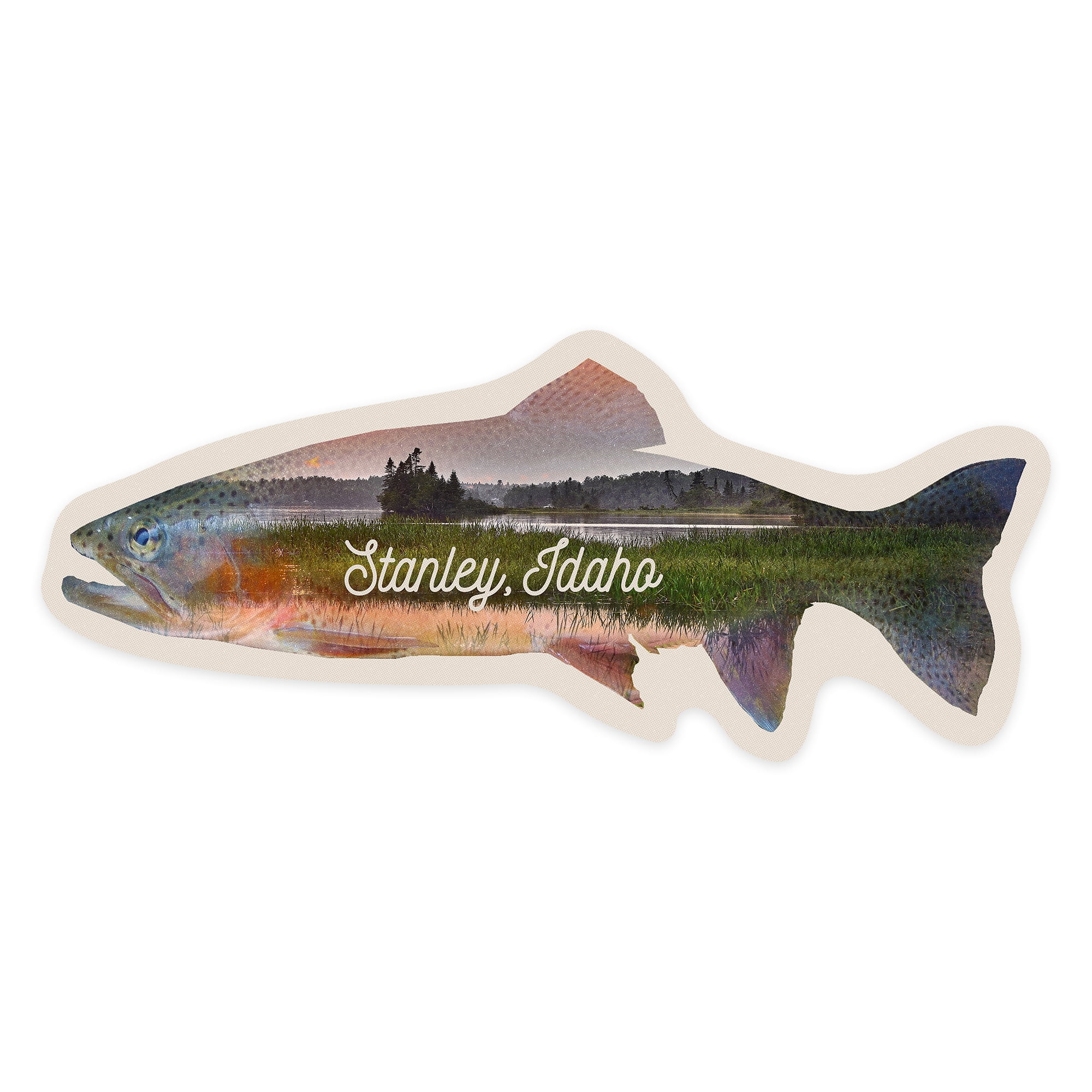 Die Cut Sticker Stanley, Idaho, Double Exposure Trout, Contour Press ...