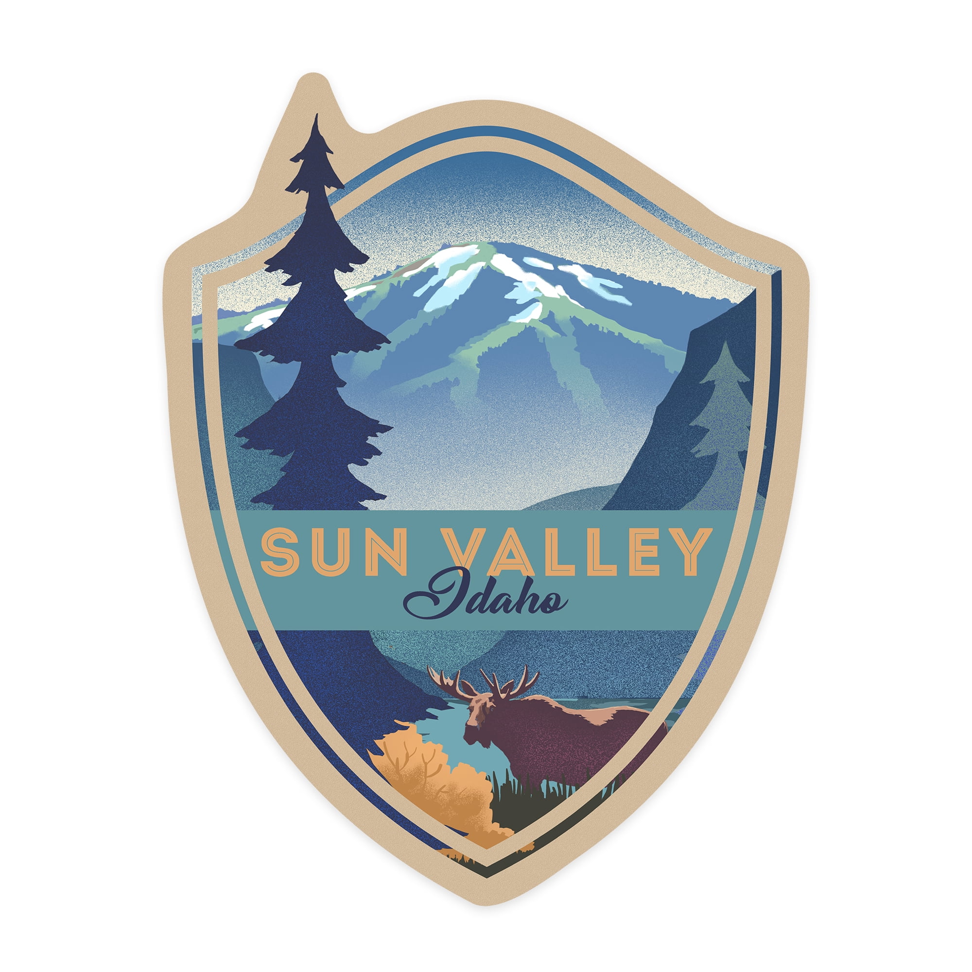 Die Cut Sticker Sun Valley, Idaho, Bald Mountain, Lithograph, Contour ...