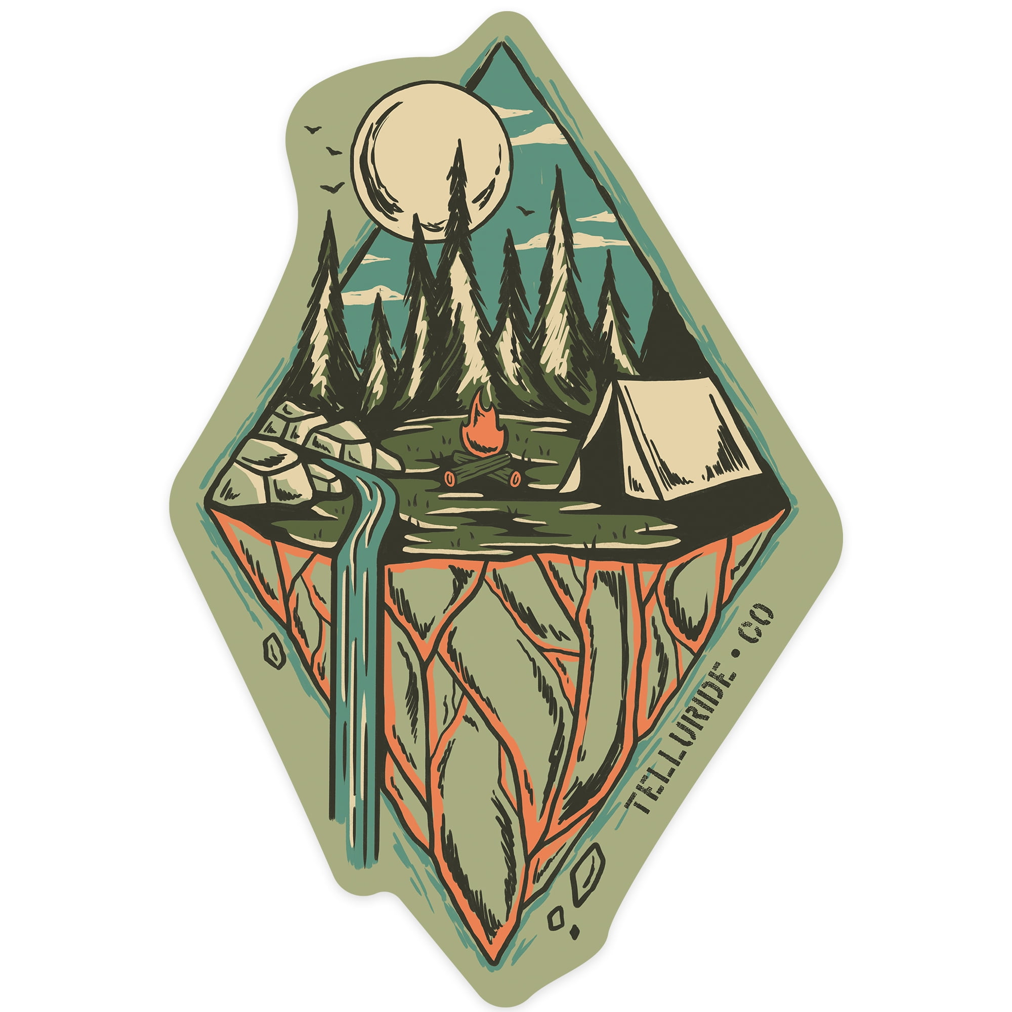 Die Cut Sticker Telluride, Colorado, Mountain Camping, Diamond, Contour ...