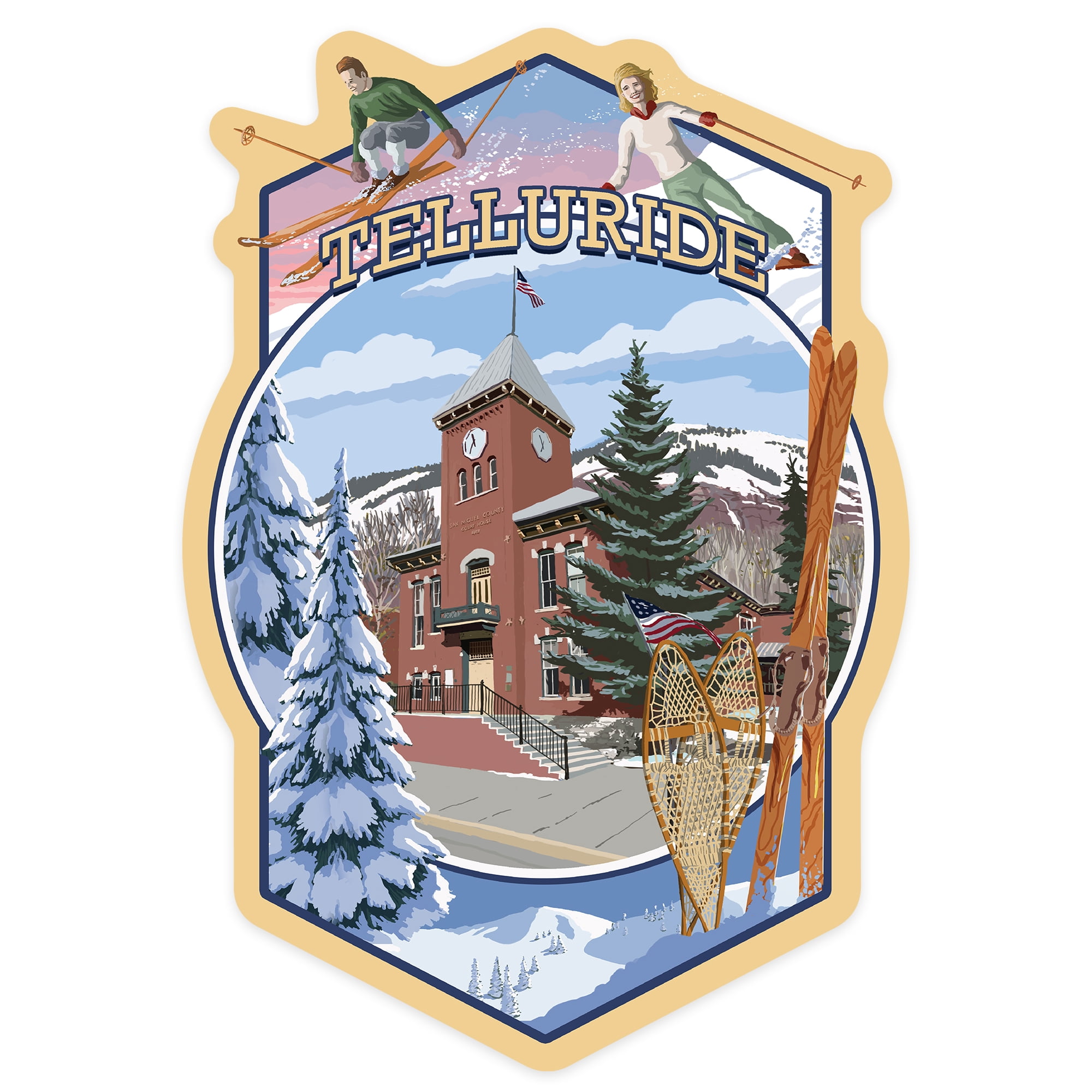 Die Cut Sticker Telluride, Colorado, Ski Scene Montage, Contour Vinyl ...