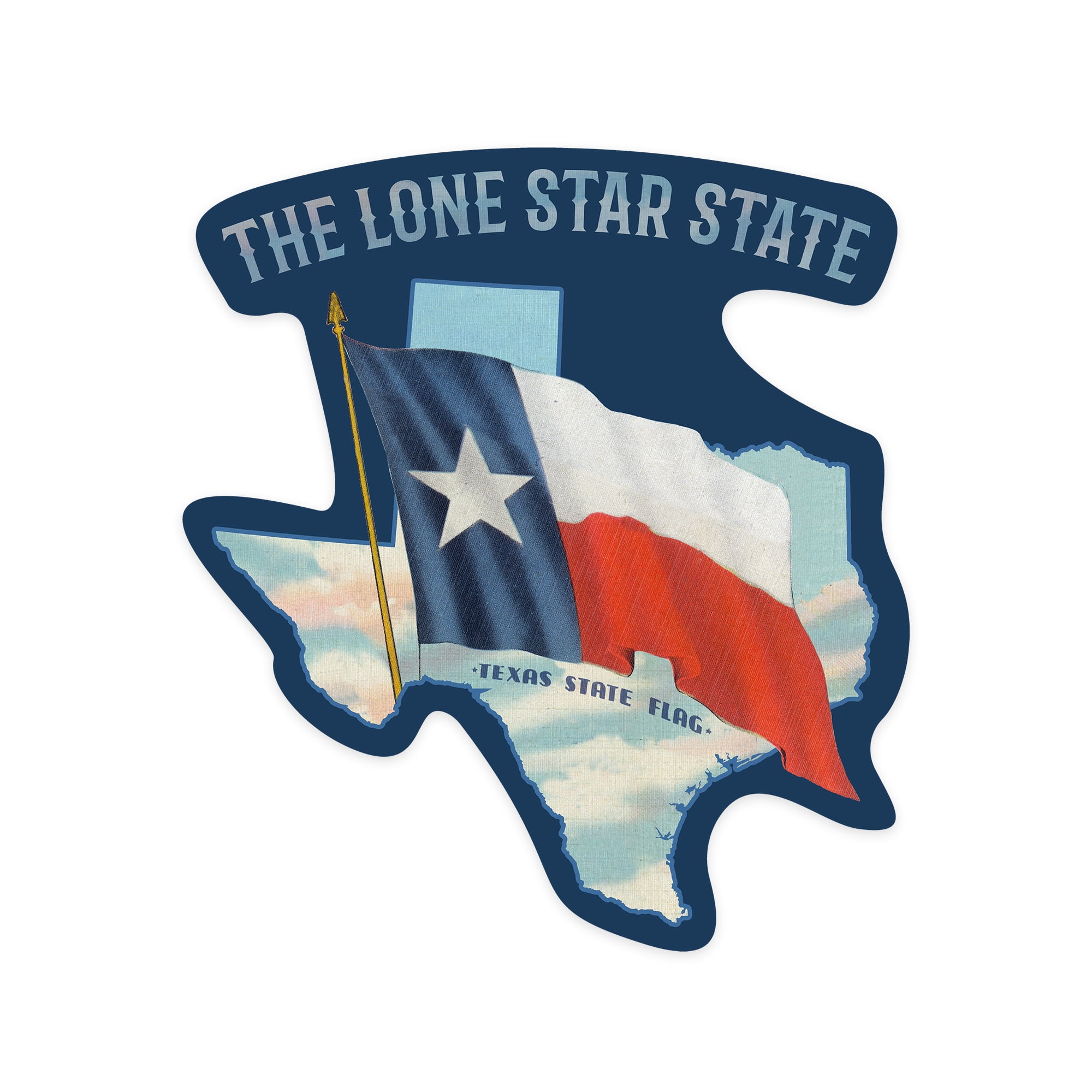 Die Cut Sticker Texas, Vintage Texas Flag, Lone Star State, Contour ...