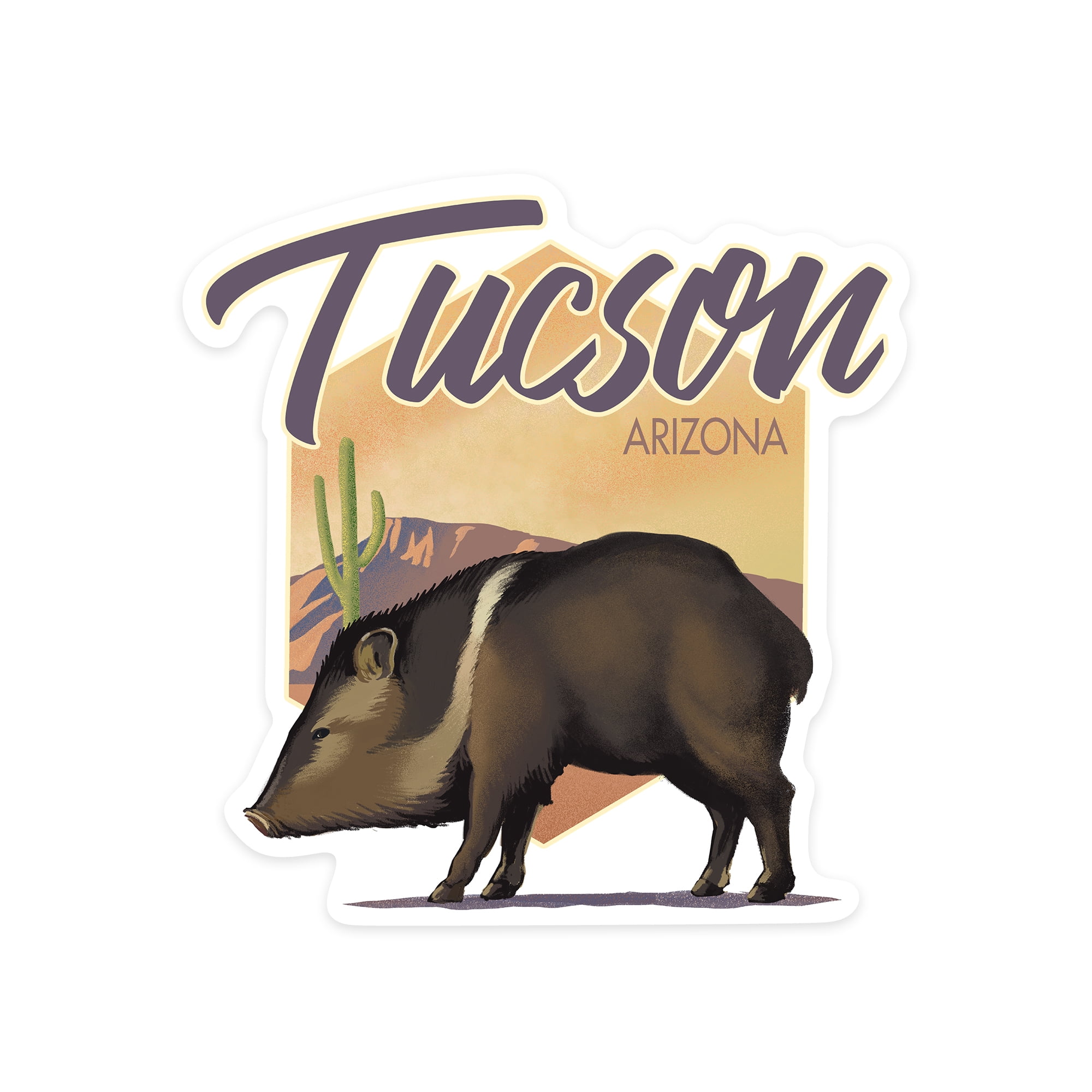 Die Cut Sticker Tucson, Arizona, Javelina, Lithograph, Contour Vinyl ...
