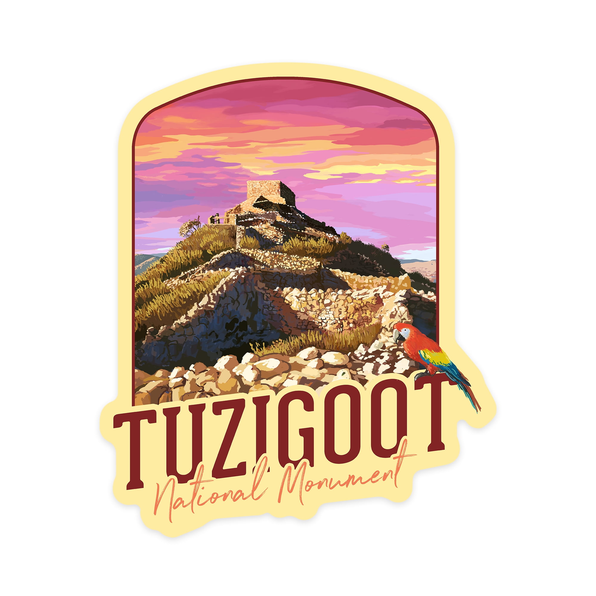 Die Cut Sticker Tuzigoot National Monument, Arizona, Citadel Sunset ...