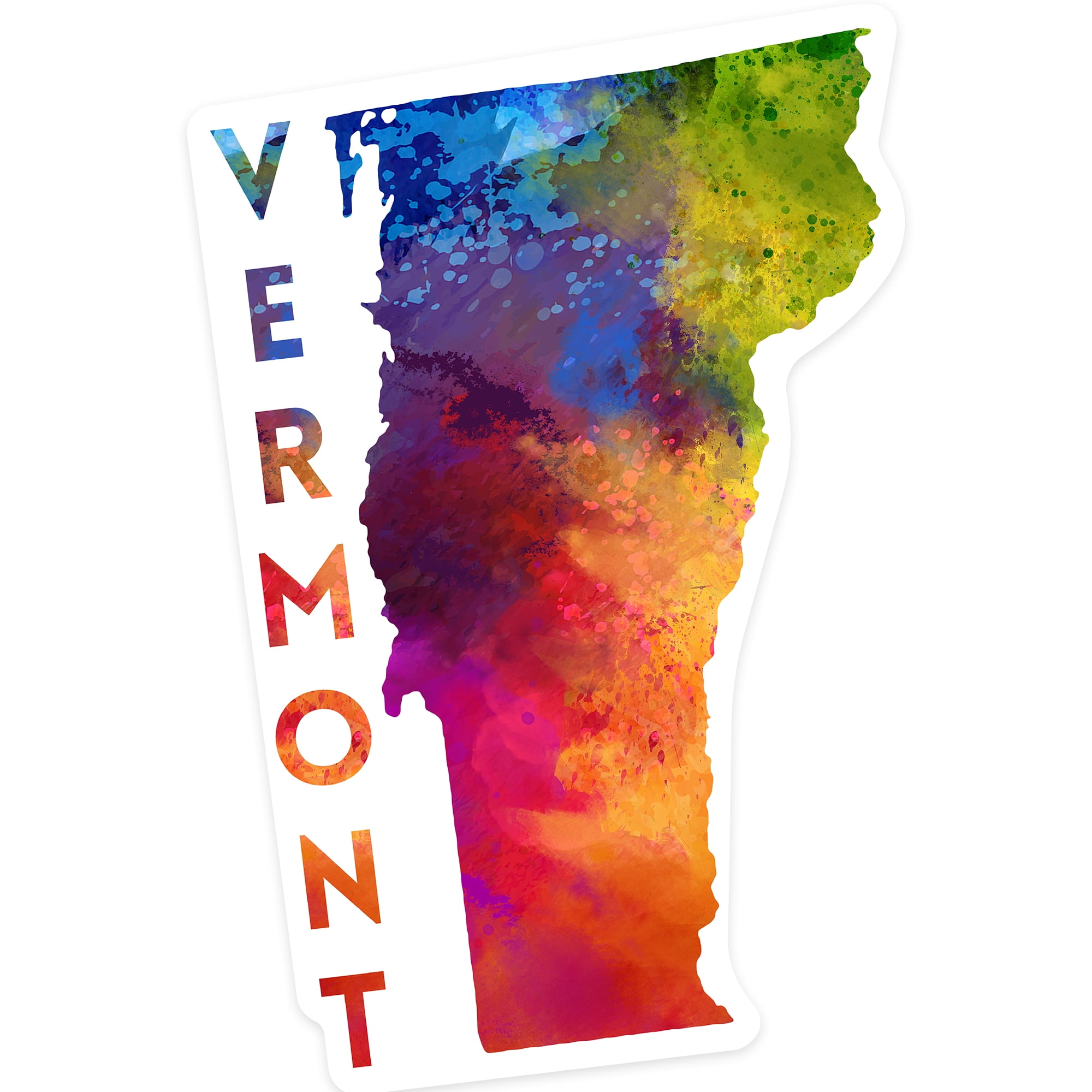 Die Cut Sticker Vermont, State Abstract Watercolor, Contour Vinyl ...