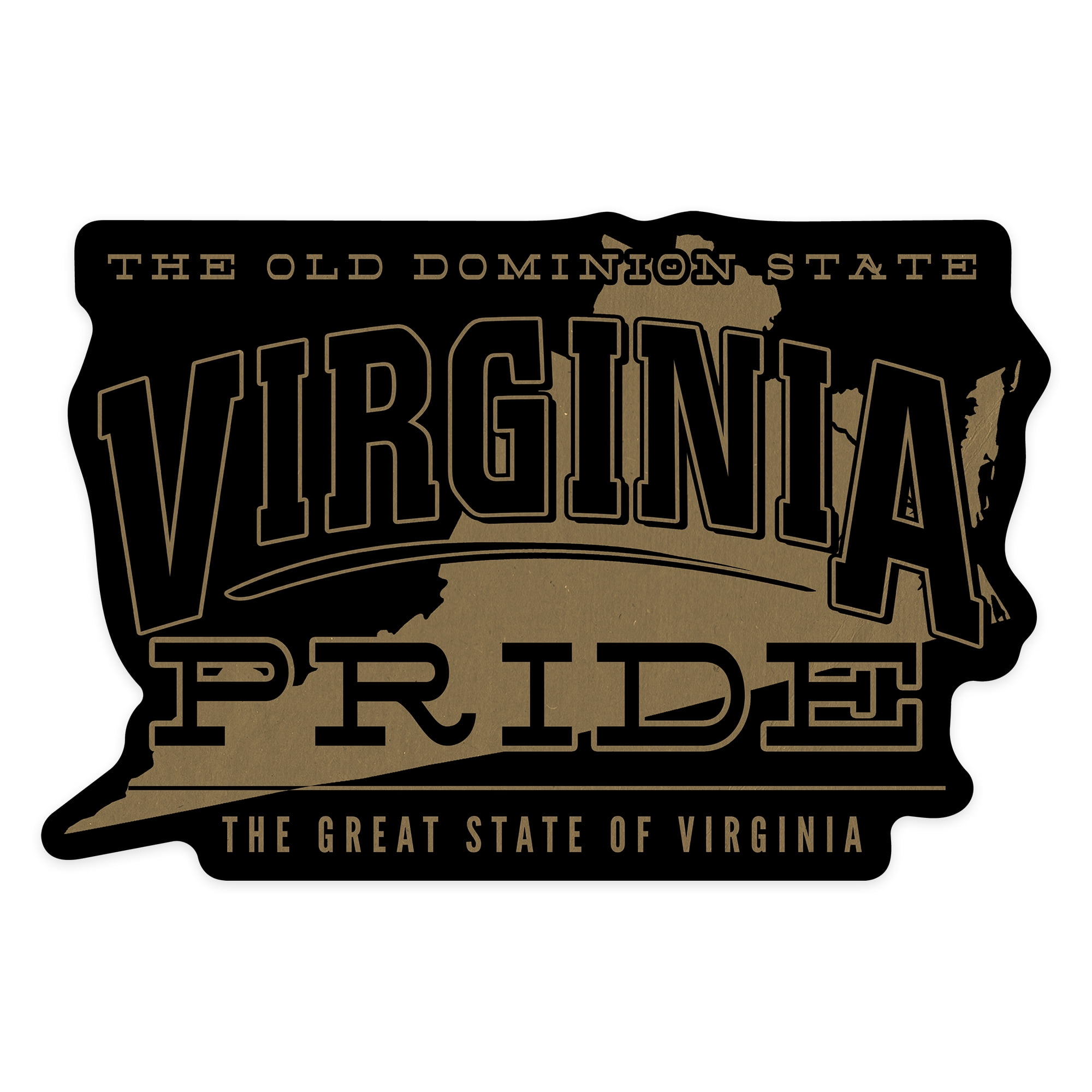 Die Cut Sticker Virginia State Pride, Gold on Black, Contour Vinyl ...
