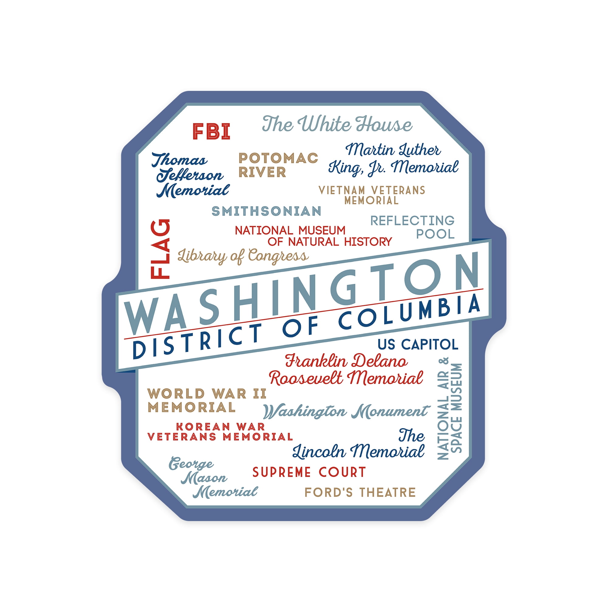 Die Cut Sticker Washington, DC, Typography, Contour Vinyl Sticker 3 to ...