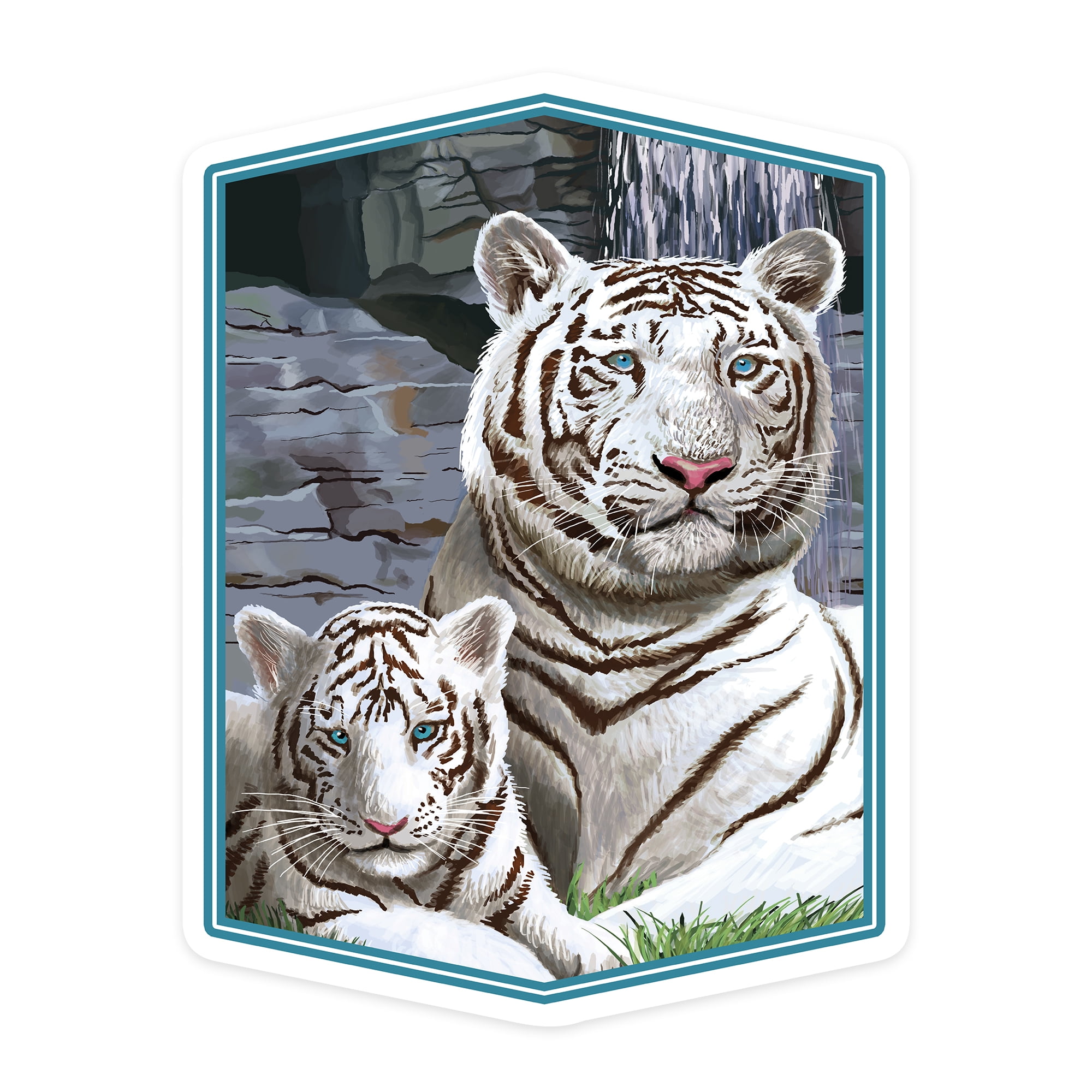 Die Cut Sticker White Tigers, Contour Vinyl Sticker 3 to 6 inches ...