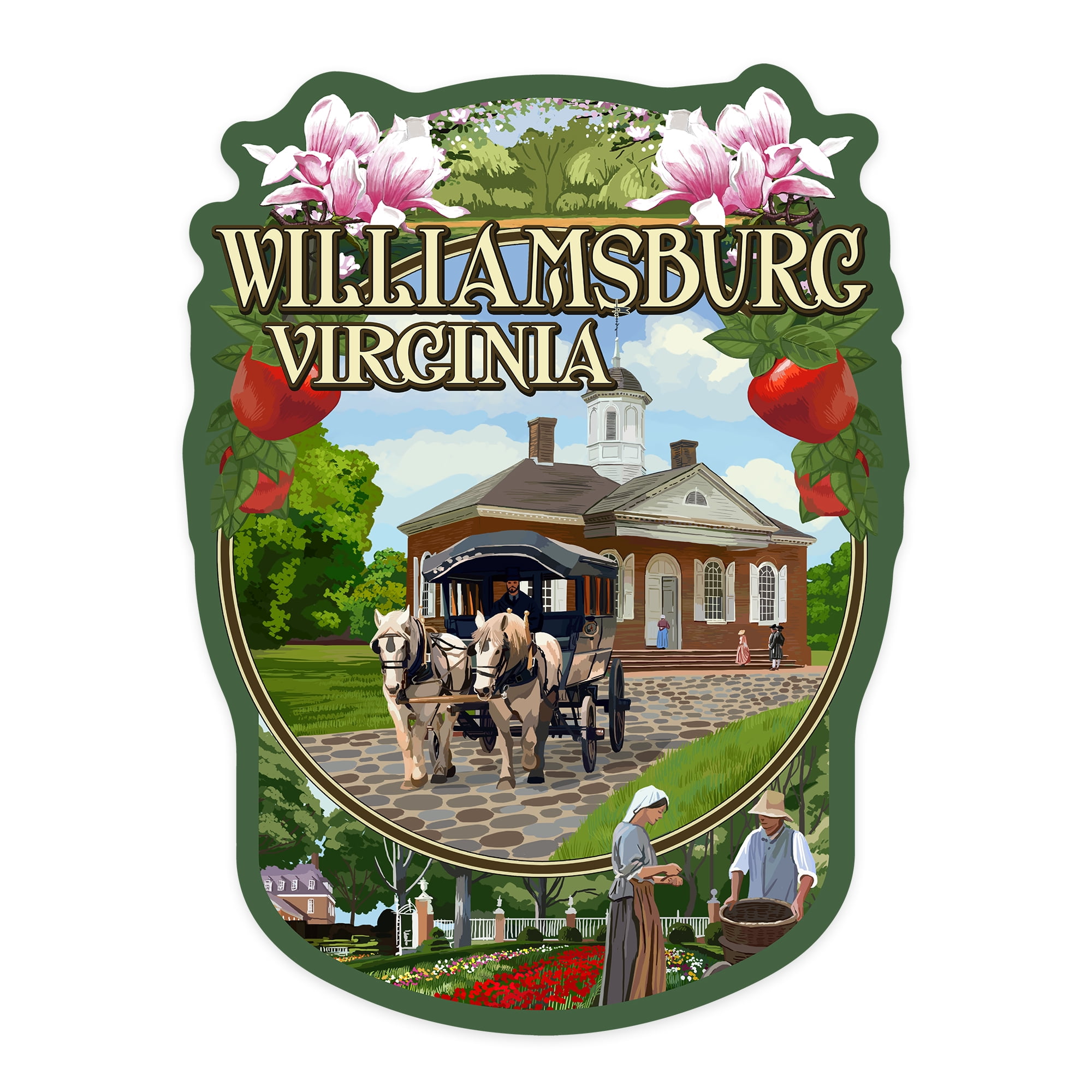 Die Cut Sticker Williamsburg, Virginia, Montage Scenes, Contour Vinyl ...
