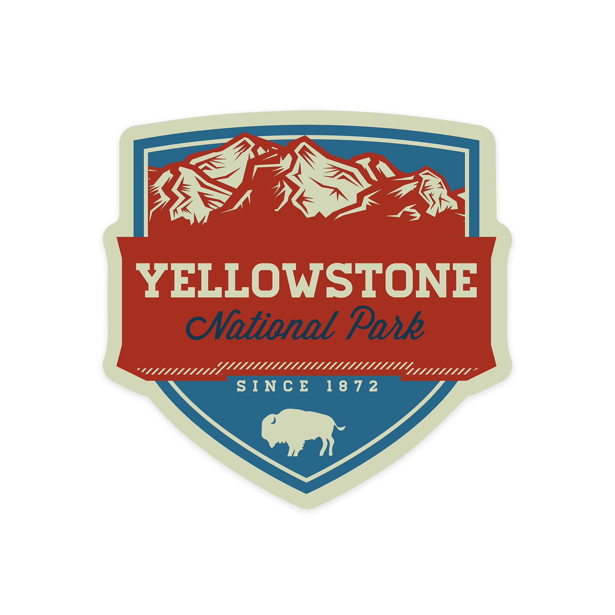 Die Cut Sticker Yellowstone National Park, Contour Vinyl Sticker 3 to 6 ...
