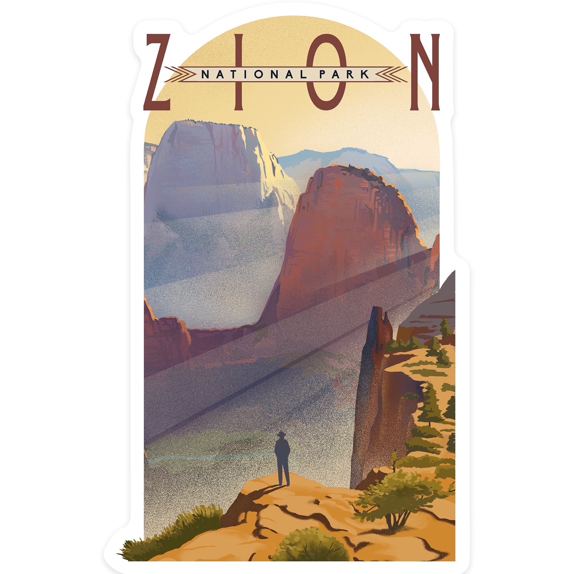Die Cut Sticker Zion National Park, Utah, Lithograph, Contour Vinyl ...