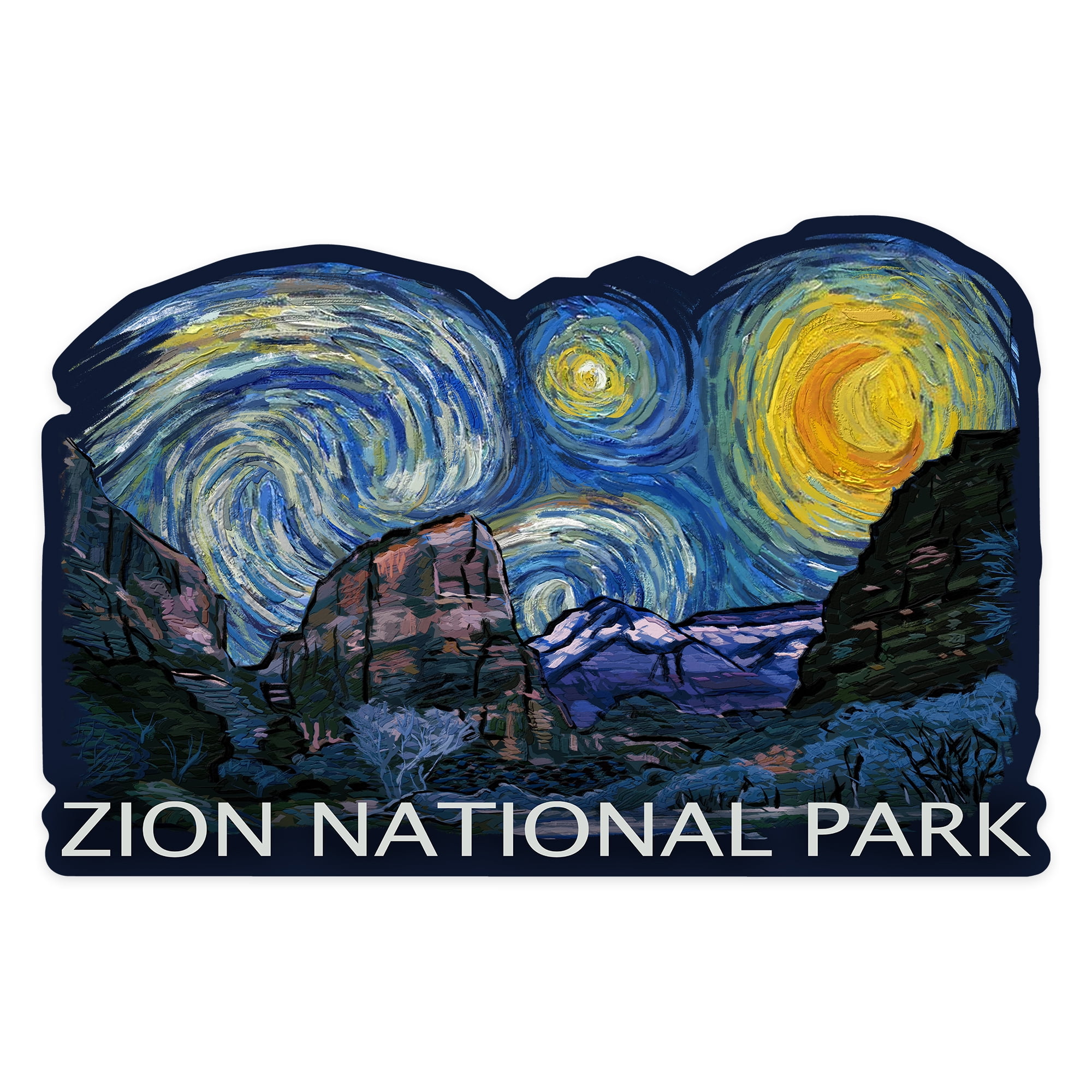 Die Cut Sticker Zion National Park, Utah, Starry Night National Park ...