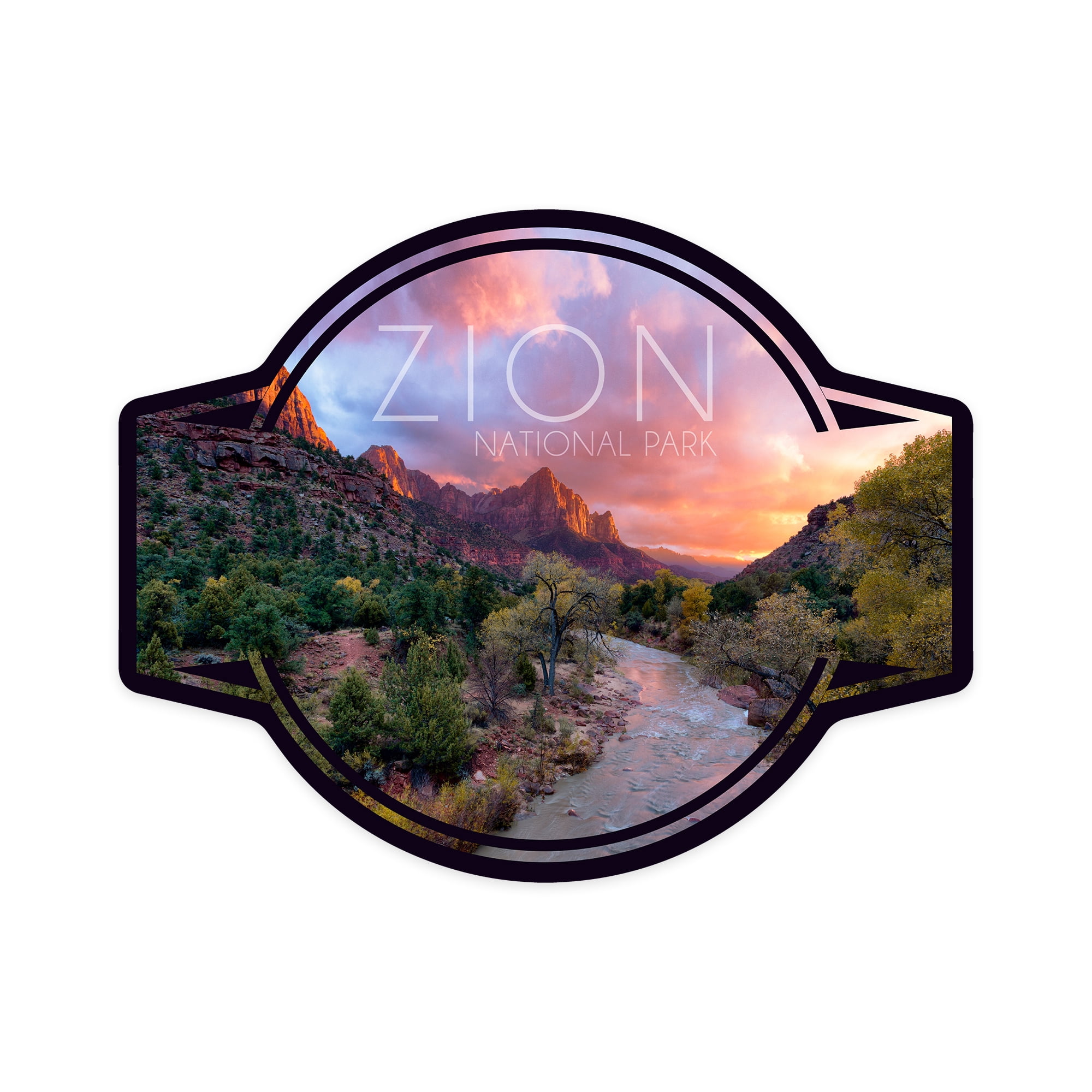Die Cut Sticker Zion National Park, Utah, The Watchman, Contour Vinyl ...