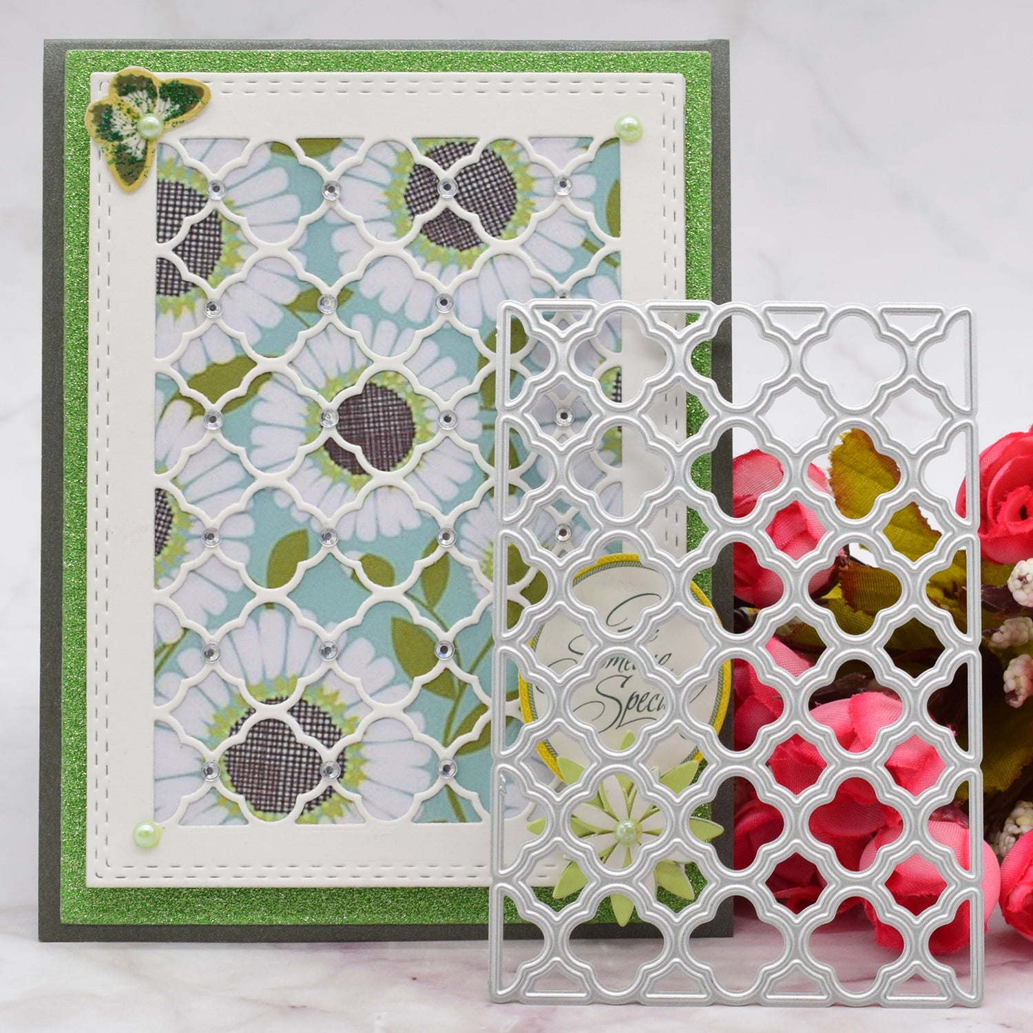 Die Cuts for Card Making, Ouginx Grid Lattice Frame Metal Cutting Dies ...