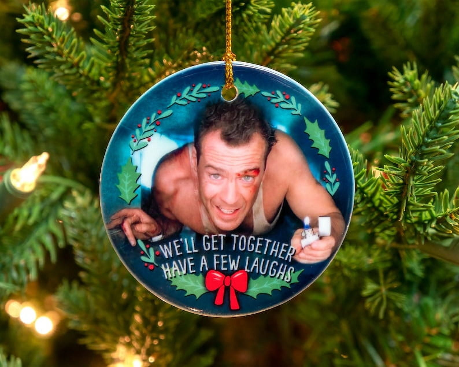 Die Hard Bruce Willis Ornament | "Yippee Ki Yay" John McClane Christmas Decor | Best Christmas ...