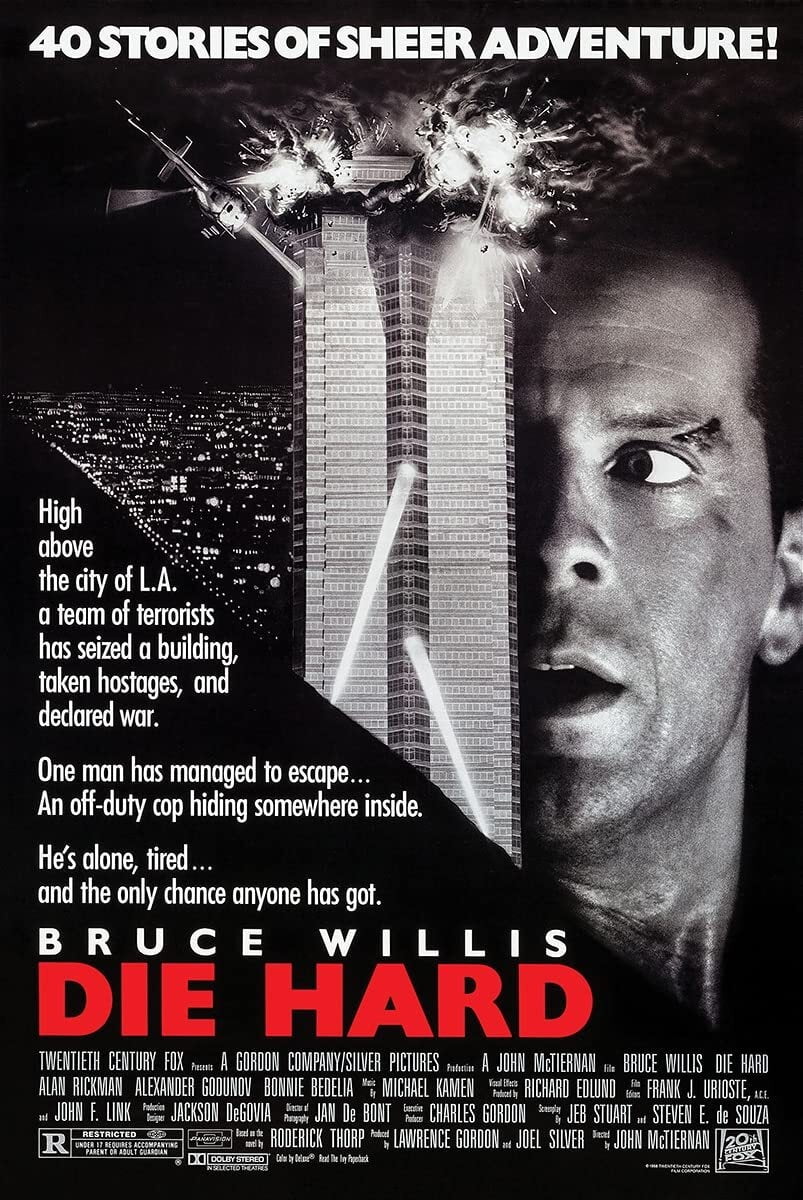 Die Hard Movie Poster Bruce Willis Wall Art Measures 24 x 36 inches ...