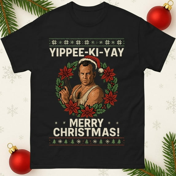 Die Hard Yippee-Ki-Yay Christmas T Shirt, Funny Retro 80s Action Movie ...