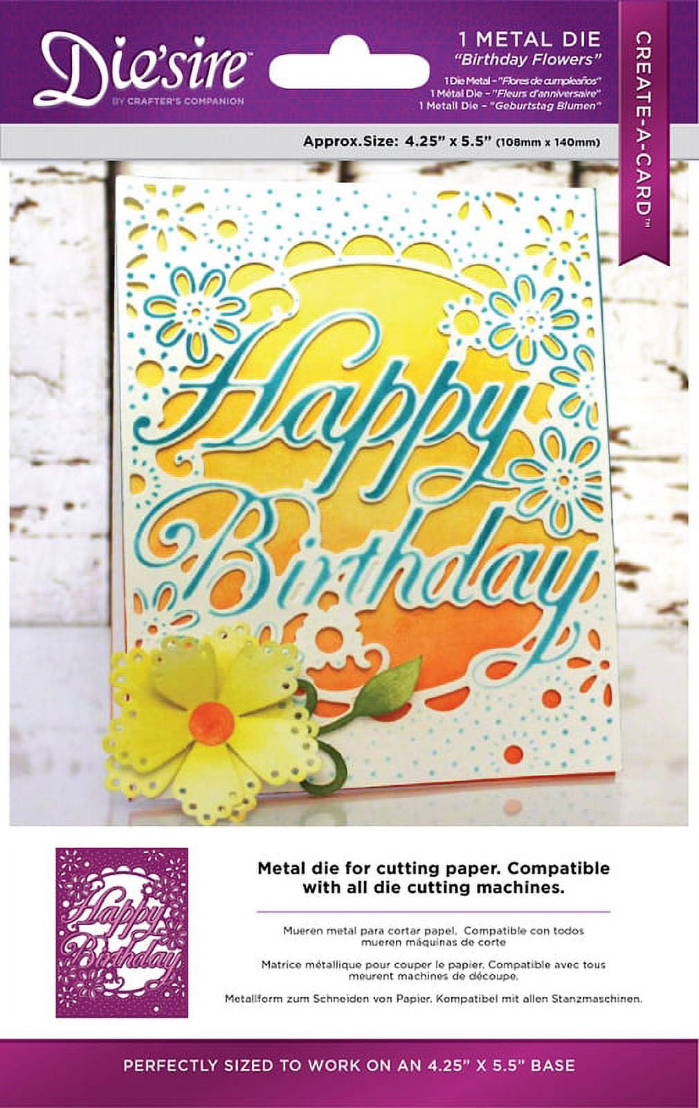 Die-Sire Create-a-Card Happy Birthday Die with Flowers - Walmart.com