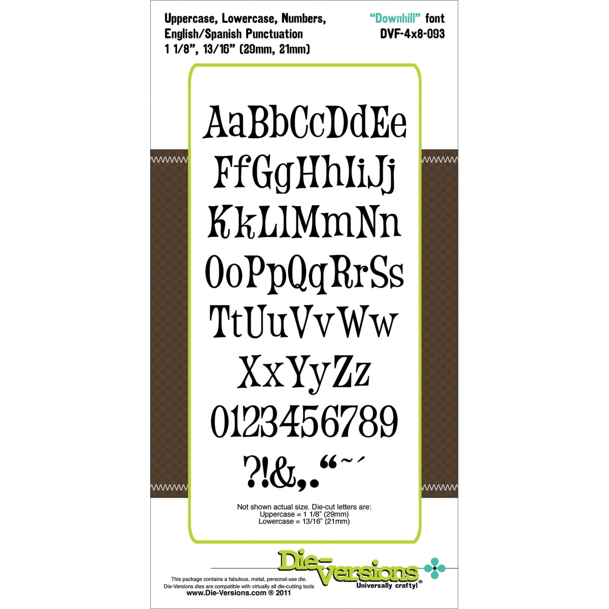 Die-Versions Font Die-Downhill, 1.125" & .8125", Pk 1, Die-Versions ...