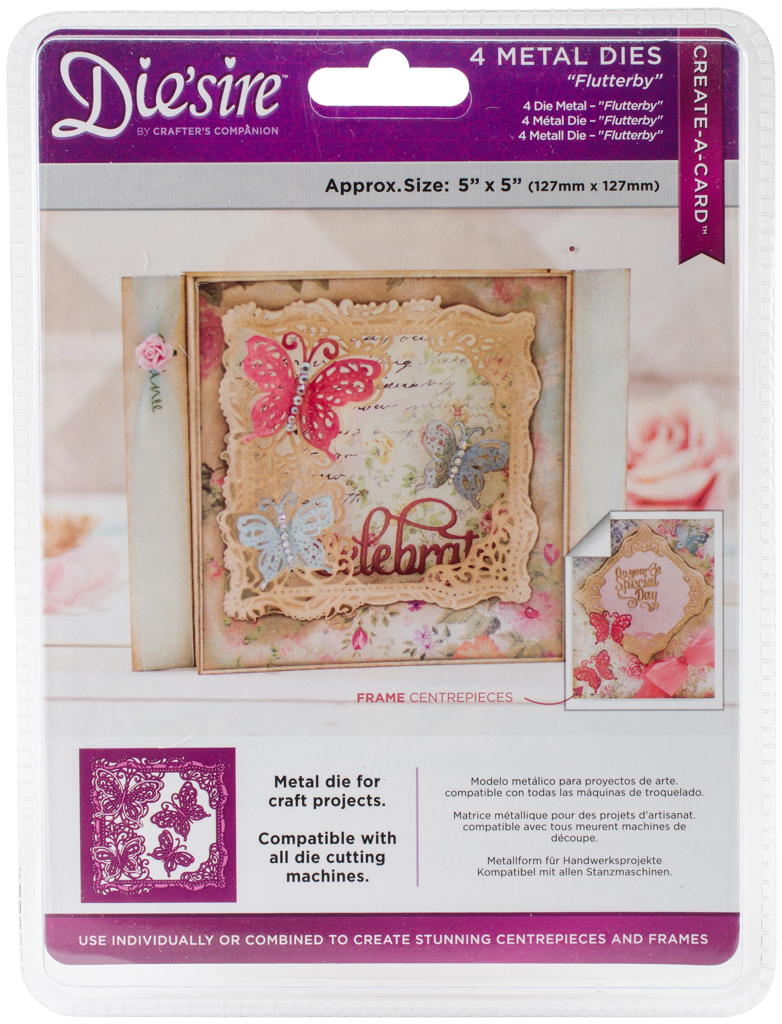 Die'sire Create-A-Card Metal Dies-Flutterby - Walmart.com