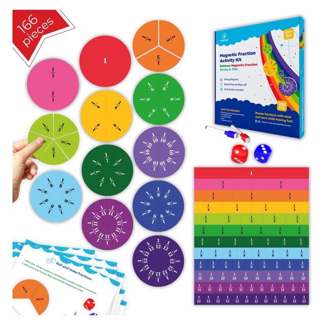 DieJedXi 166 PCS Magnetic Fractions Activities Class Set - Magnetic ...