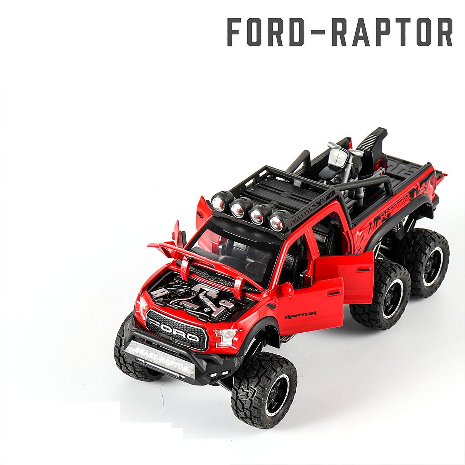 Diecast 1:28 Ford Raptor F150 Alloy Car Modified Off-road Vehicle Model ...